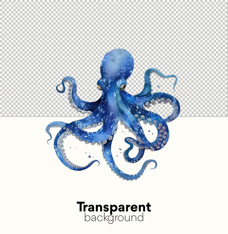 Octopus Clipart: Cute Watercolor Octopus Digital Download for ...