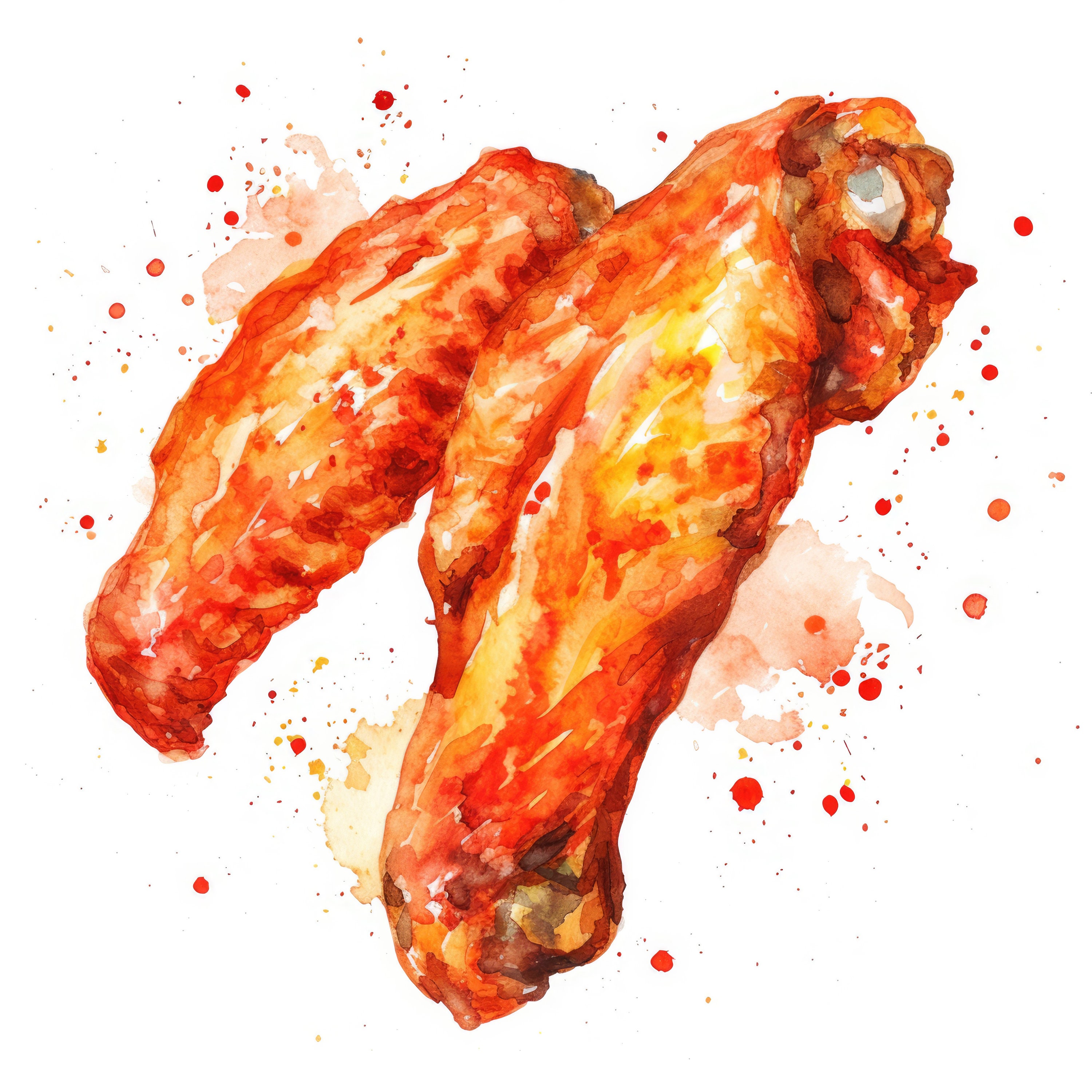 Chicken Wing Clipart - Asian Style BBQ Hot Wings, Instant Digital ...