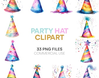 Watercolor Party Hats Clipart Png.digital Download - Etsy