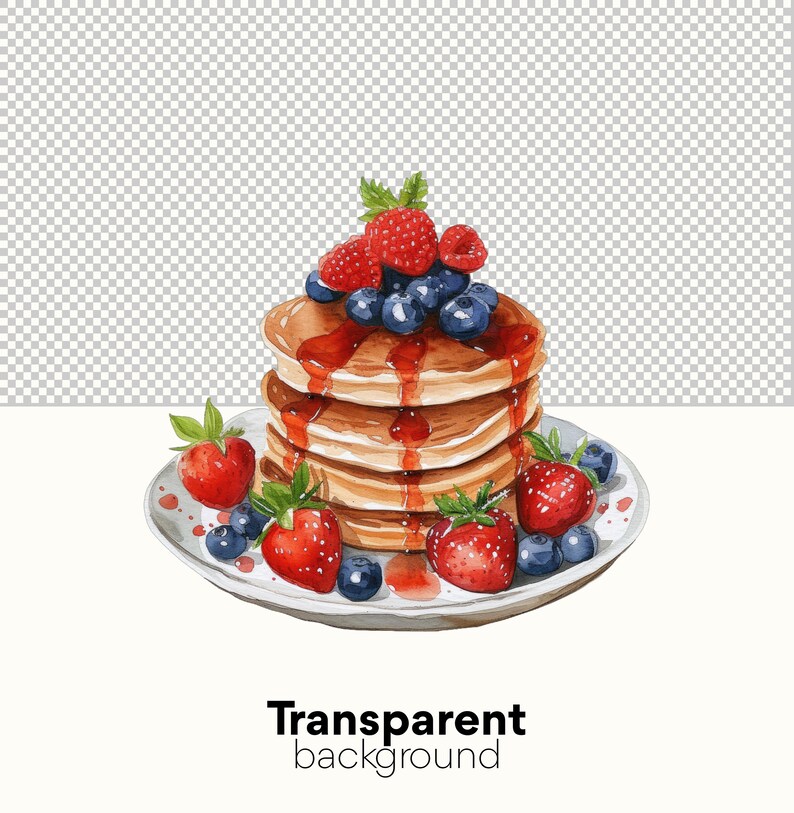 Pancake Clipart Bundle: Watercolor Pancake, Food, Breakfast, Brunch ...