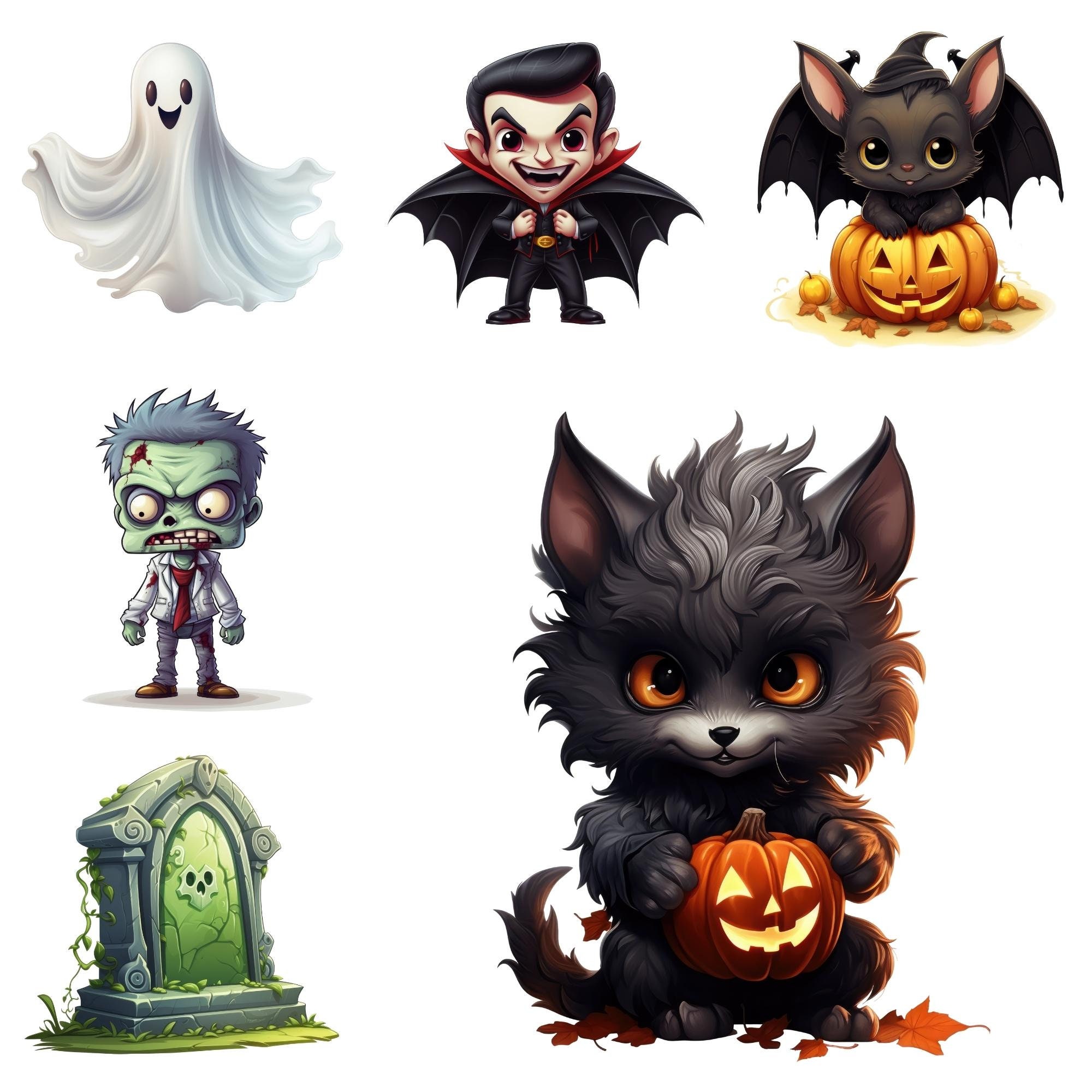 Halloween Characters Set 30 PNG Clipart, Halloween Illustration ...