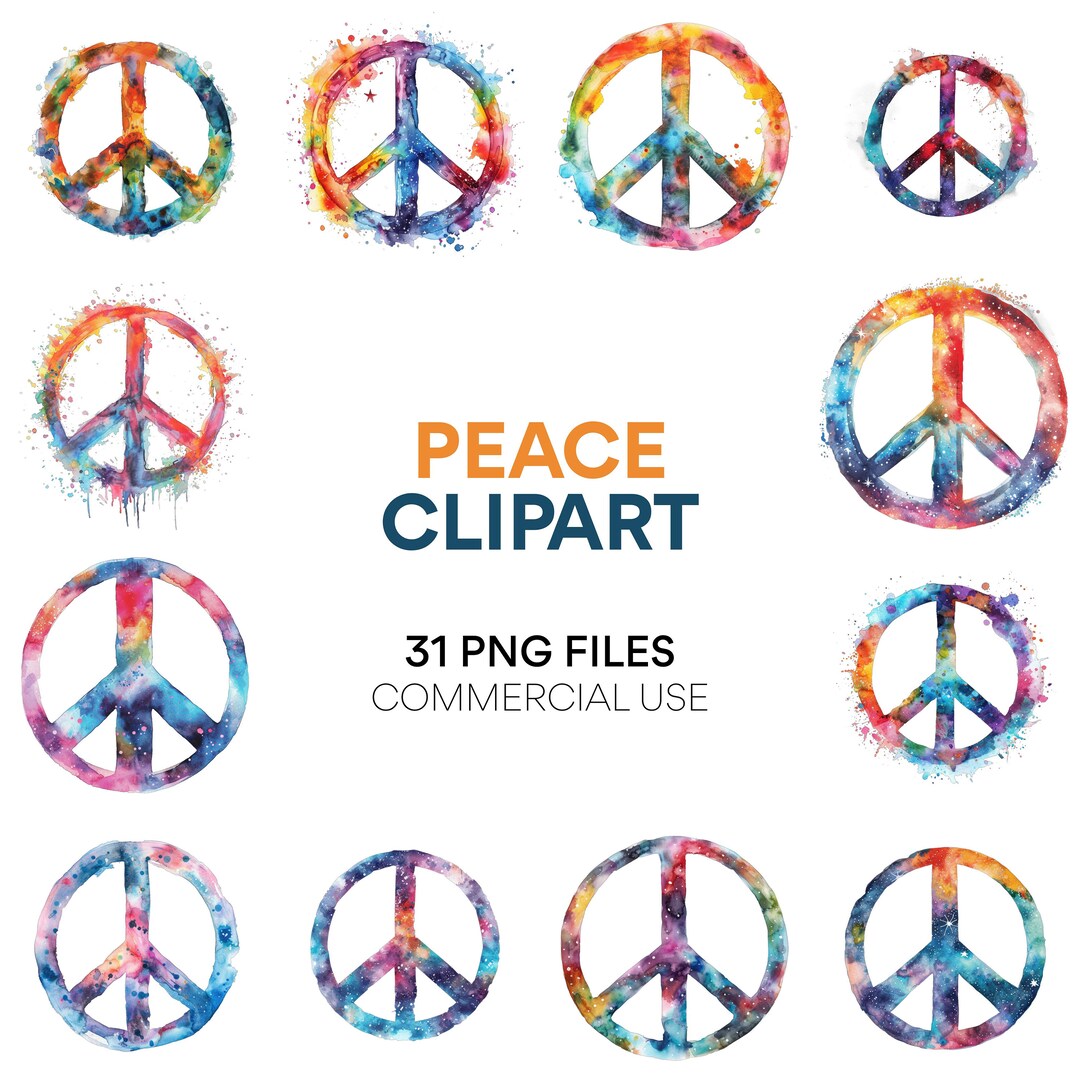 Peace Clipart, Sublimation Design With Peace Sign Clipart, Hippy Peace ...