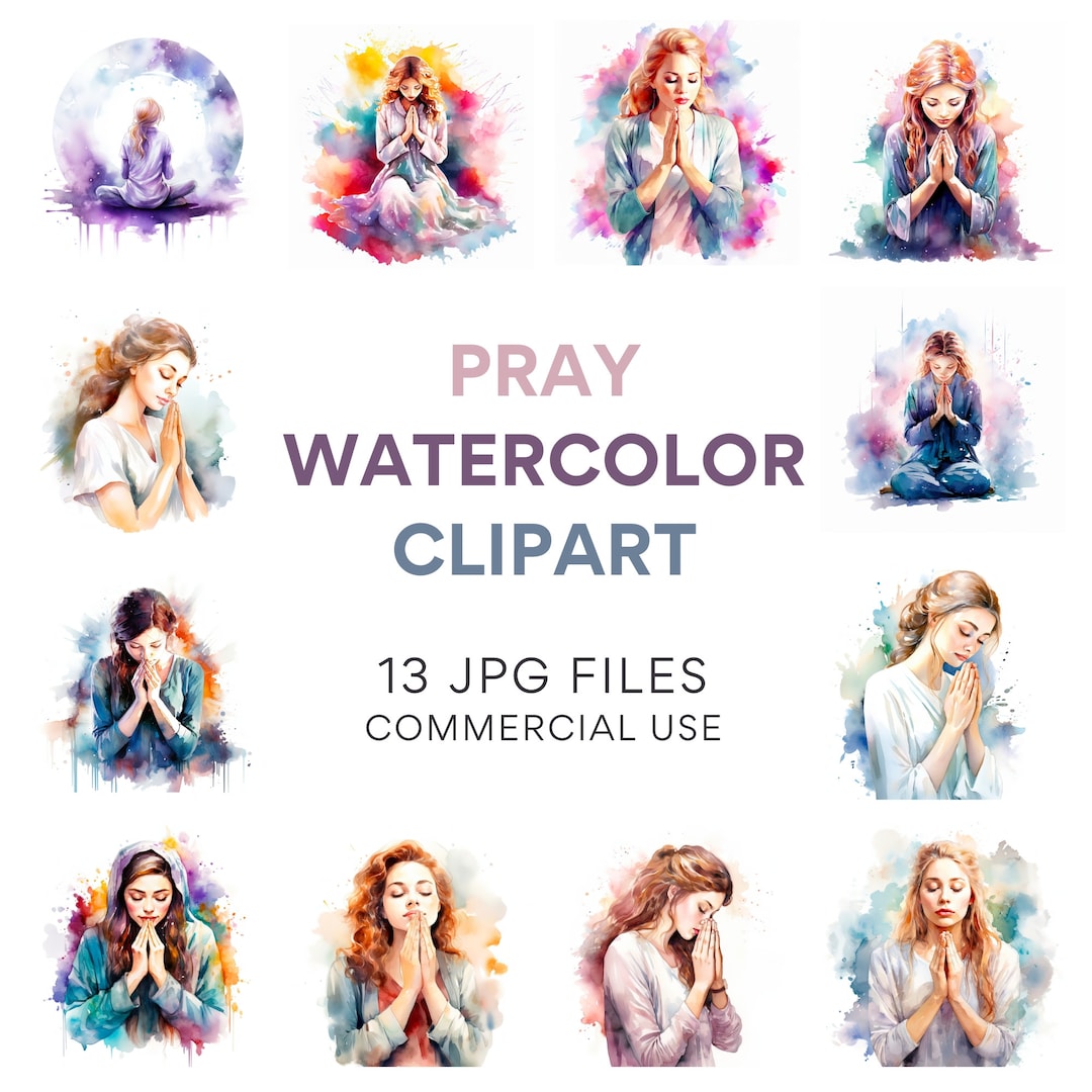 Pray Clipart Collection: Praying, Church, Watercolor, Bible, Christian ...