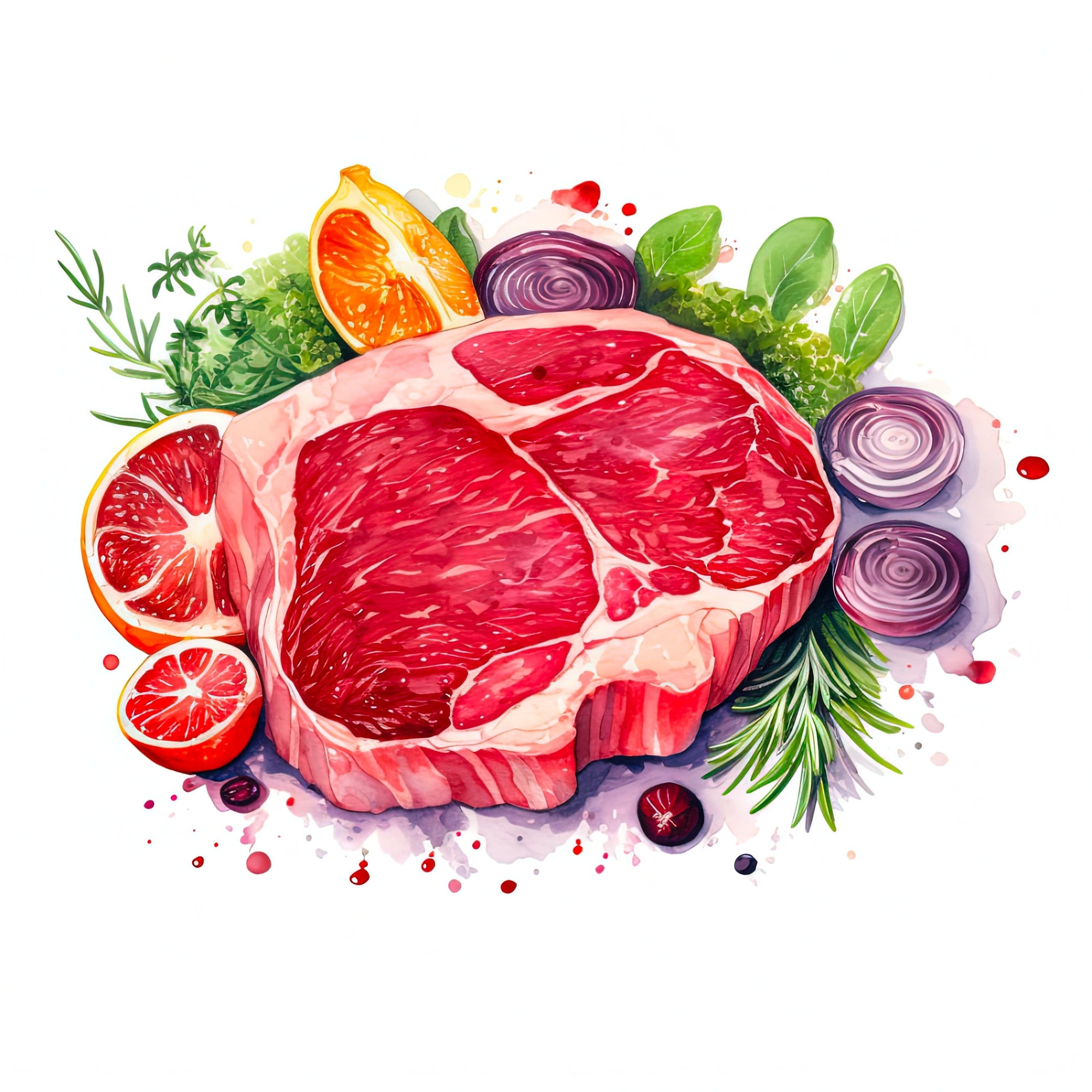 Meat Clipart Collection: Watercolor Food Illustration, Beef, Pork ...