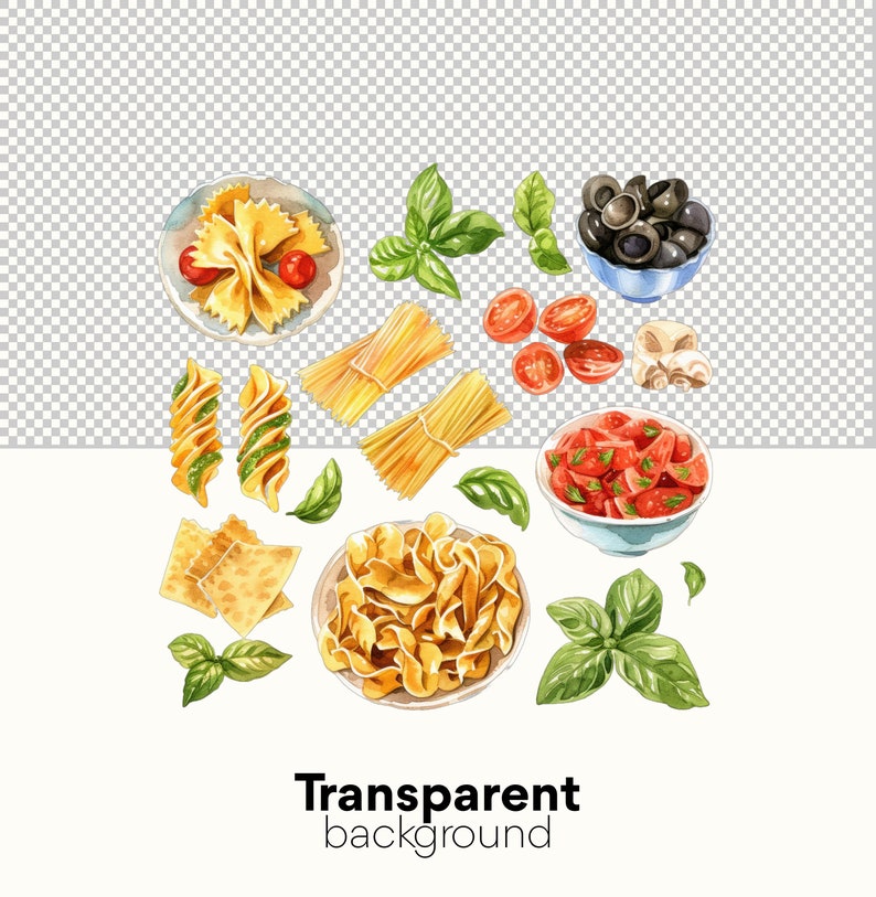 Pasta Clipart: Italian Food, Pizza, Ravioli, Spaghetti, Lasagna ...