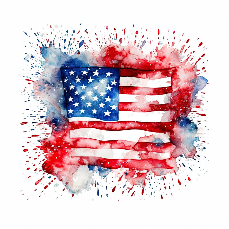4th of July Clipart: Patriotic Watercolor Digital Download - American ...