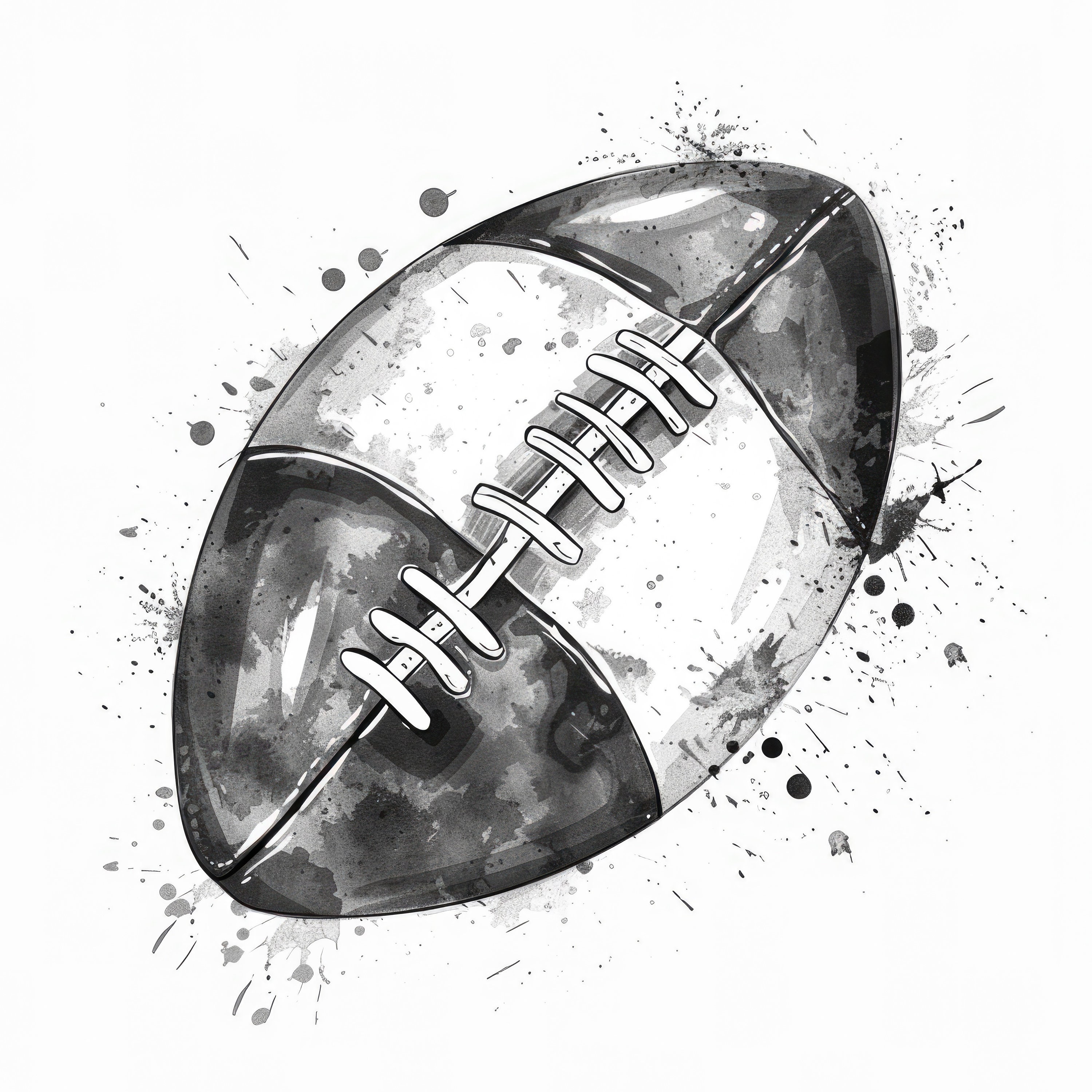 Football Clip Art Black and White 25 High-quality Jpgs Watercolor ...