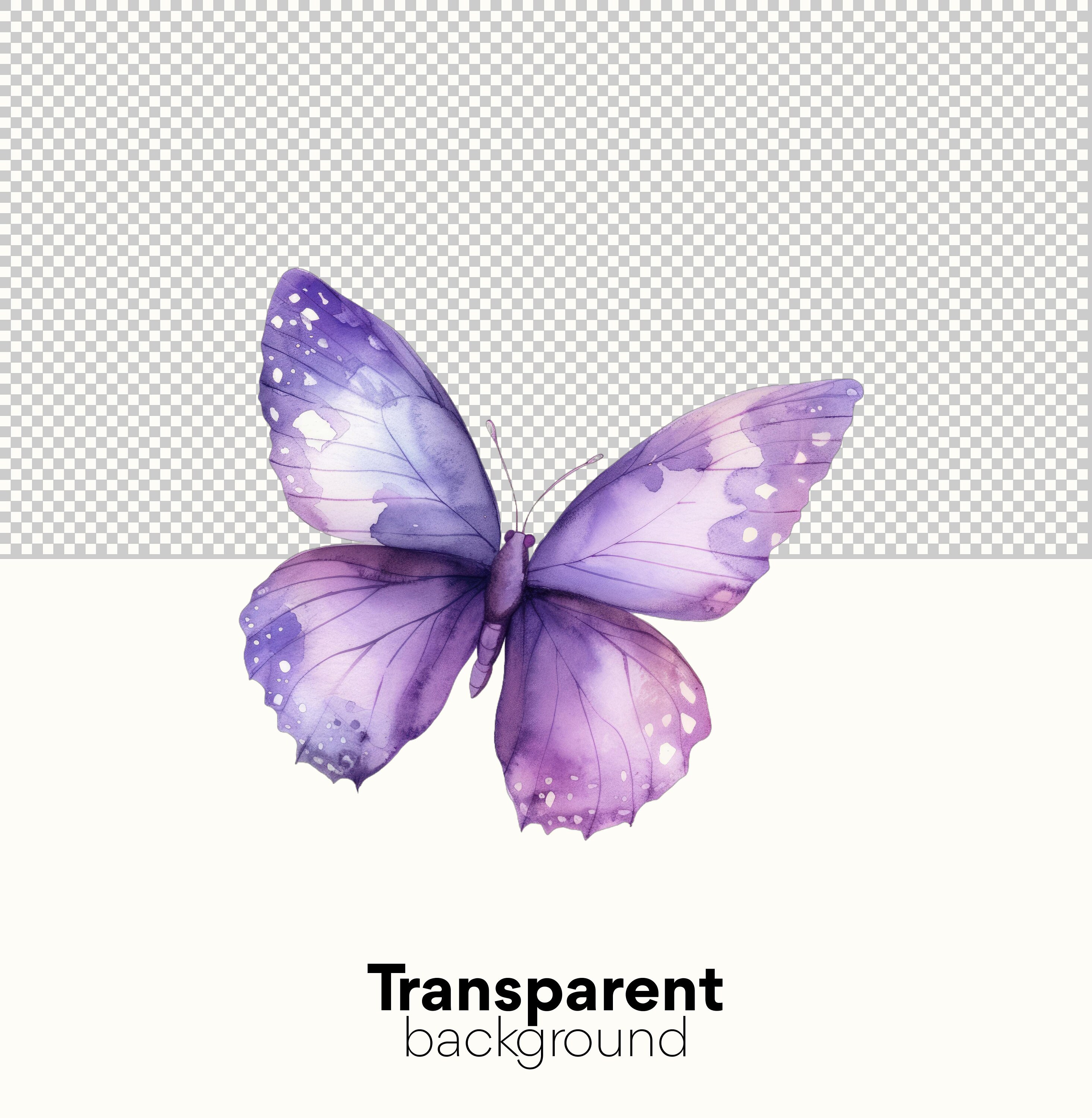 Purple Butterfly Clipart: Watercolor Floral Garden, Spring and Nature ...