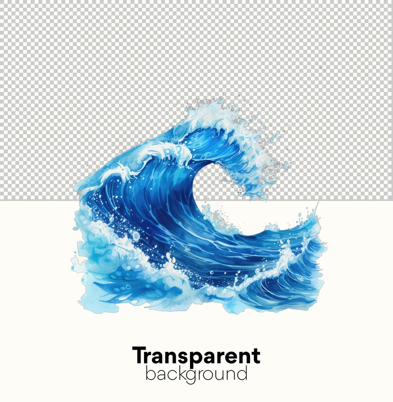 Ocean Waves Clipart - Digital Sea Art, Watercolor Marine PNG, Boat and ...