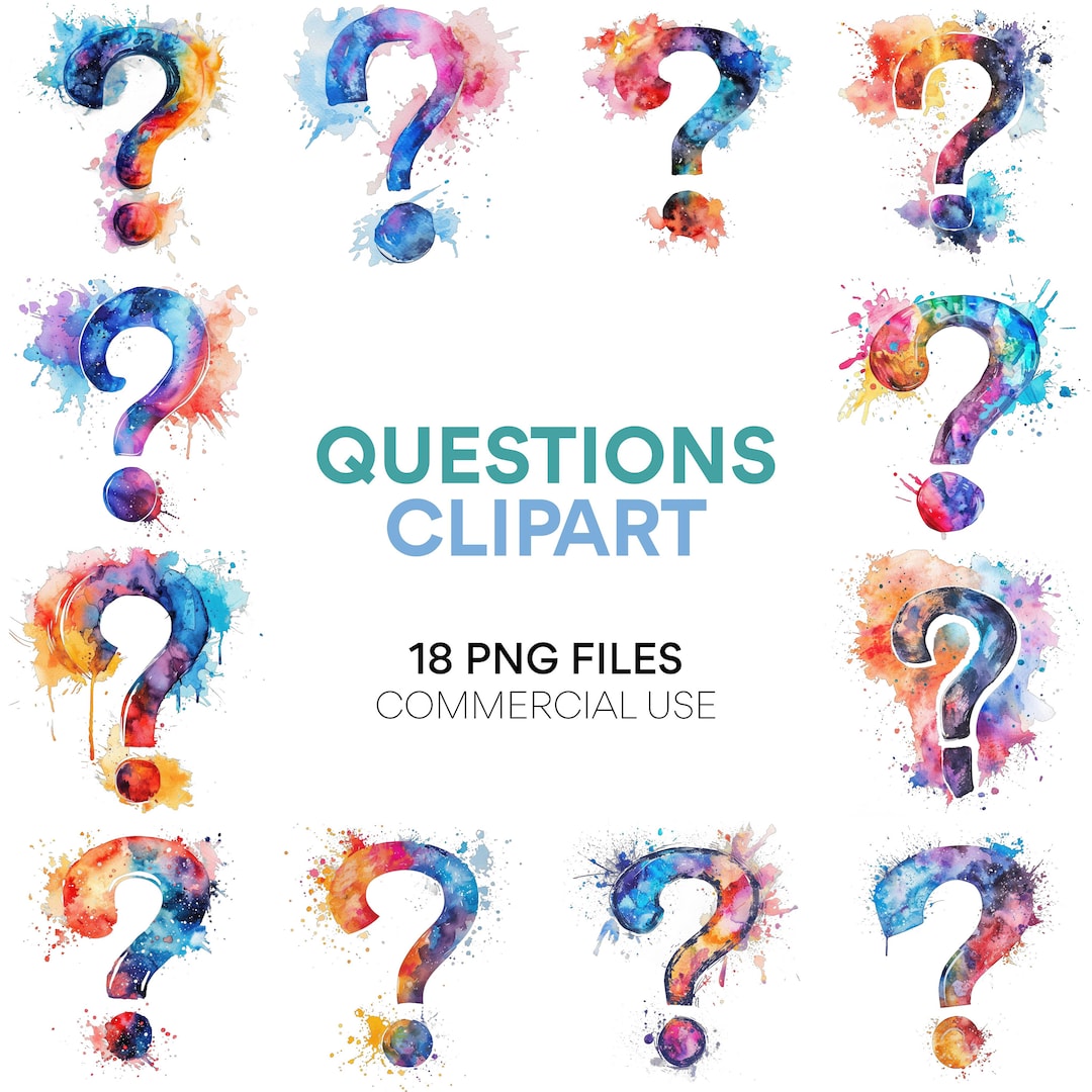 Questions Clipart 18 High-quality Pngs Watercolor, Digital Planners ...