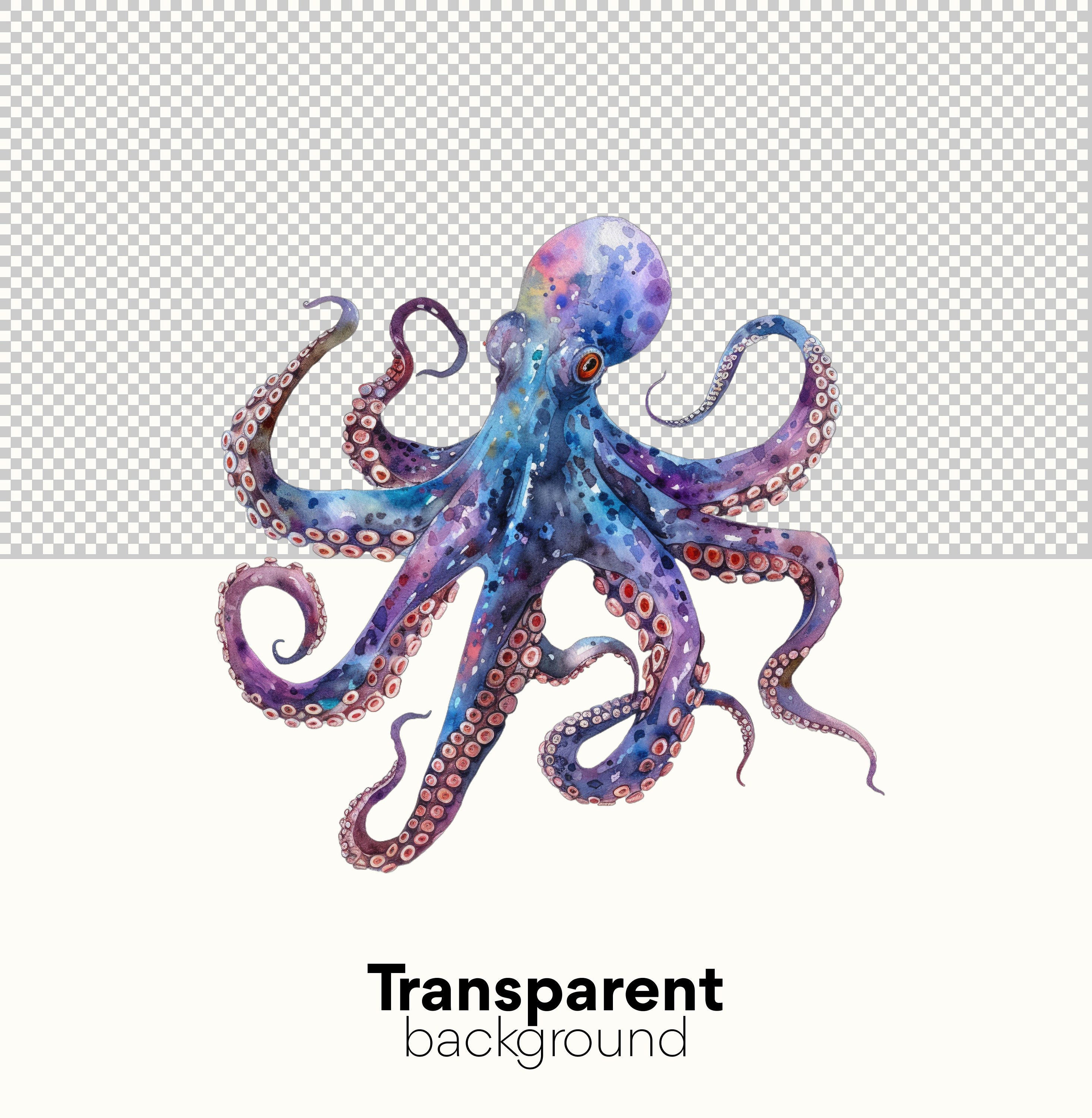 Octopus Clipart: Cute Watercolor Octopus Digital Download for ...