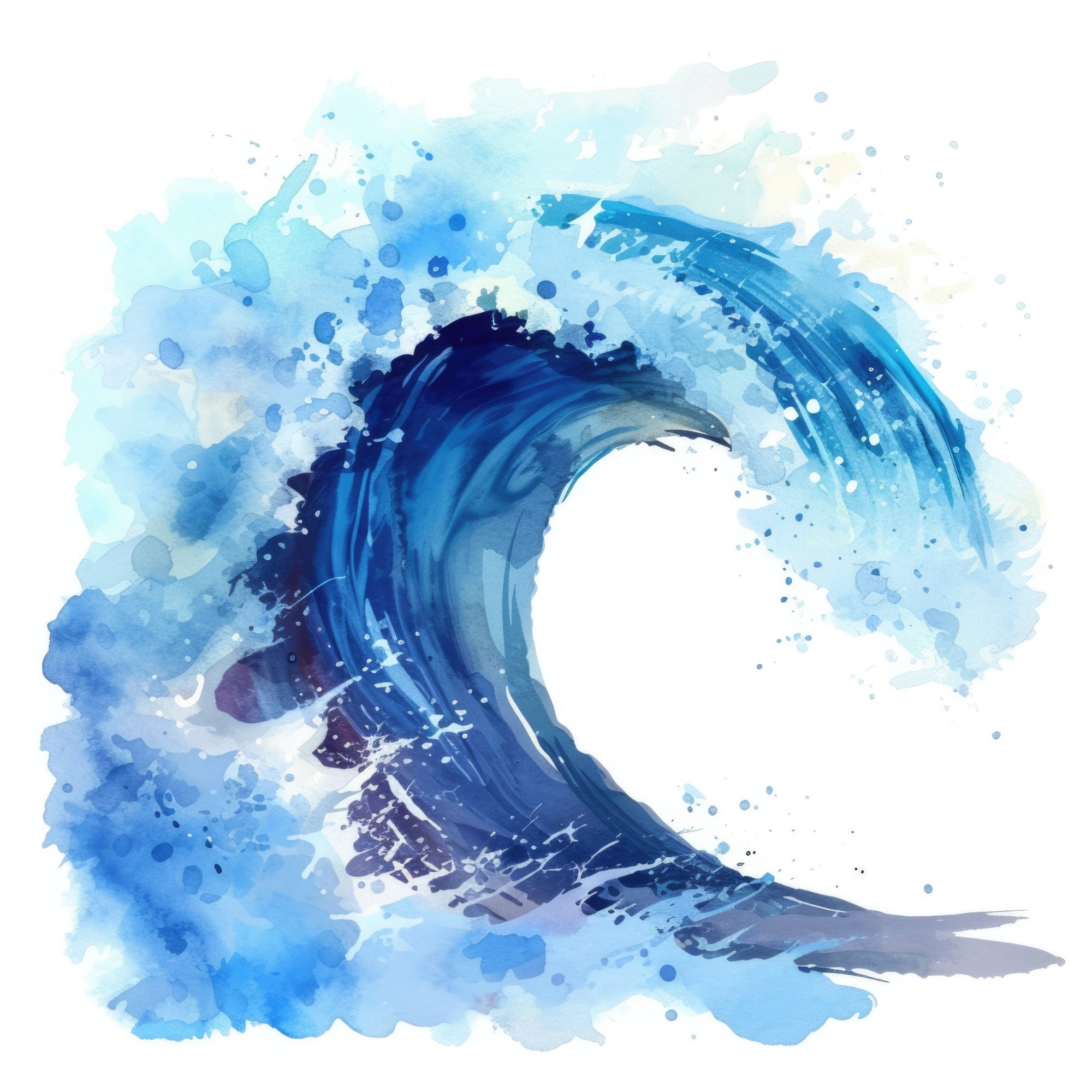 Wave Clipart: Ocean Waves Watercolor Clippers, Nautical Sea Clipart ...