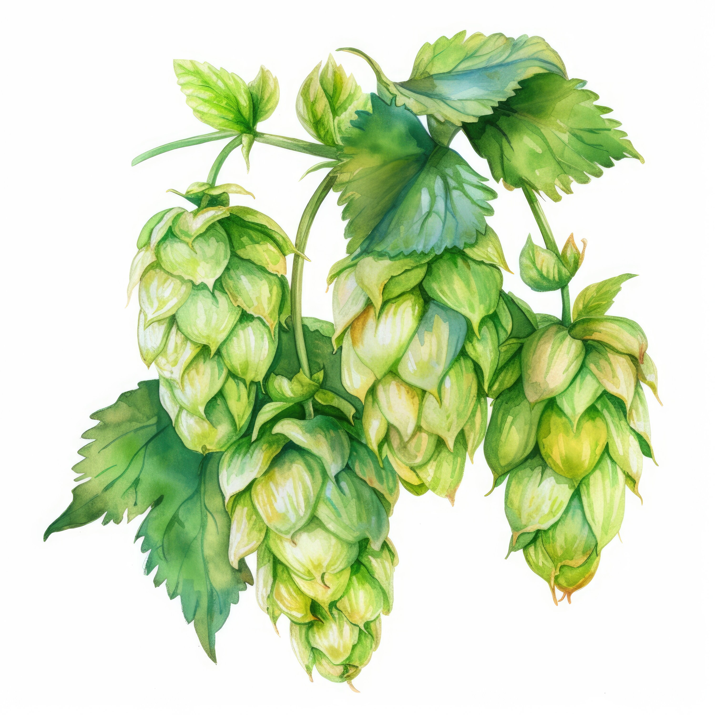 Hops Clipart Collection: Beer Bottle, Pint, Barrel, Wheat & Foam - Watercolor Beer and Hops JPG ...