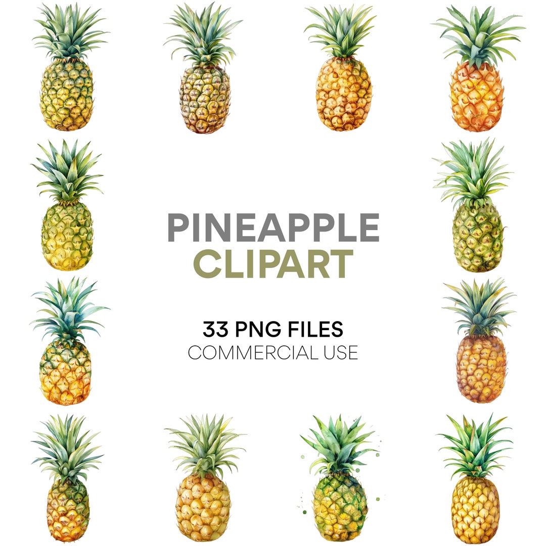 Pineapple Clipart: Summer Watercolor Pineapple, Tropical Fruit Clip Art ...