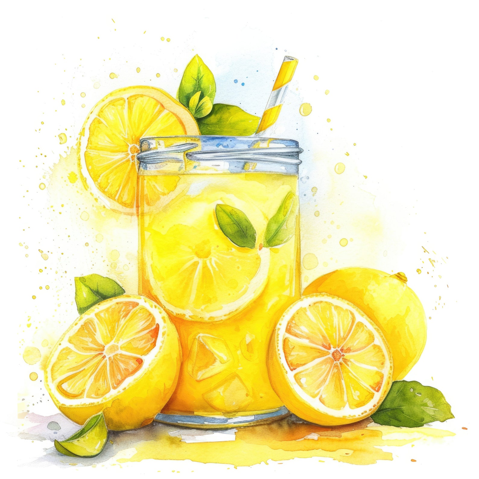 Lemonade Clip Art: Watercolor Lemonade Stand & Summer Clipart, Lemon ...