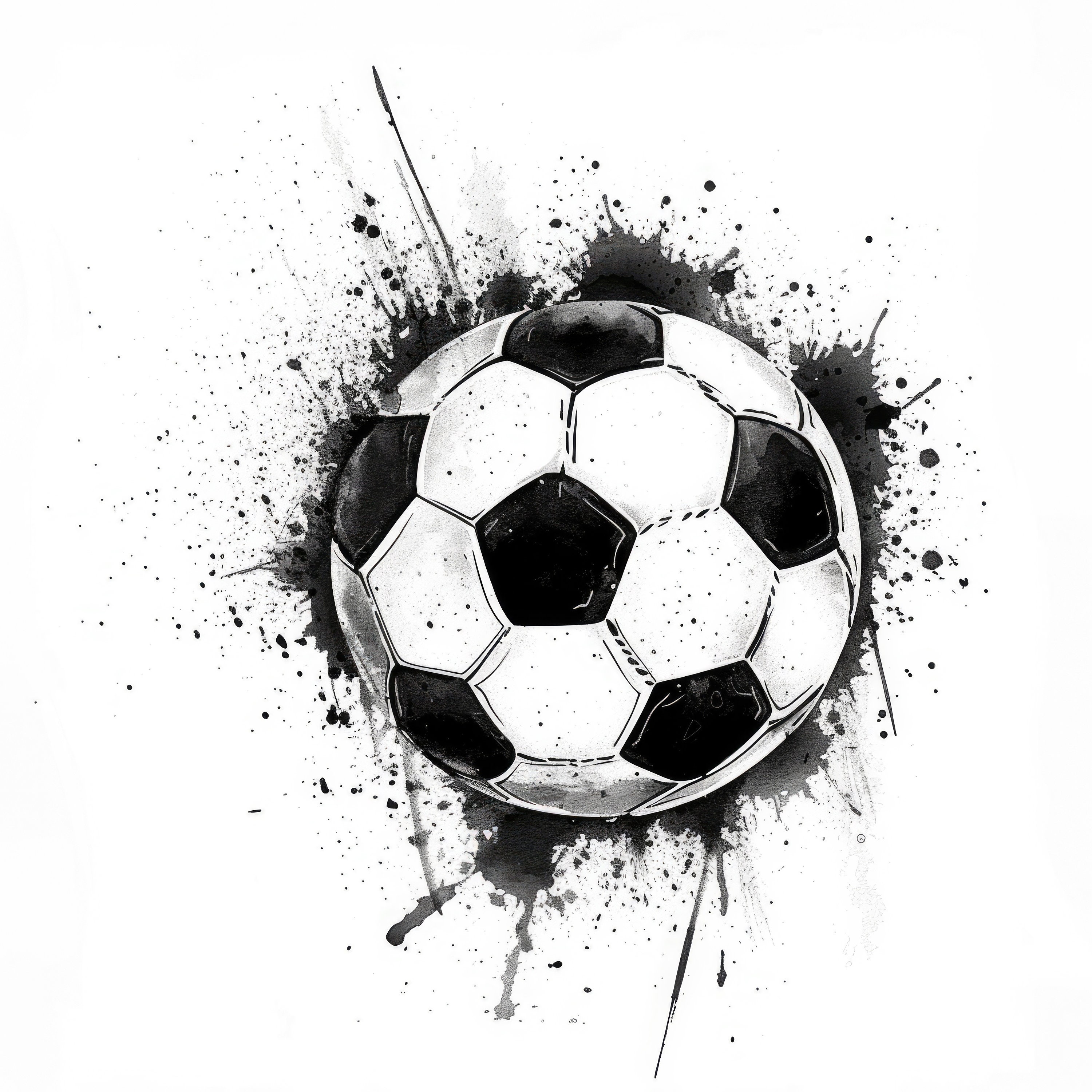 Football Clip Art Black and White | 25 High-quality Jpgs - Watercolor ...