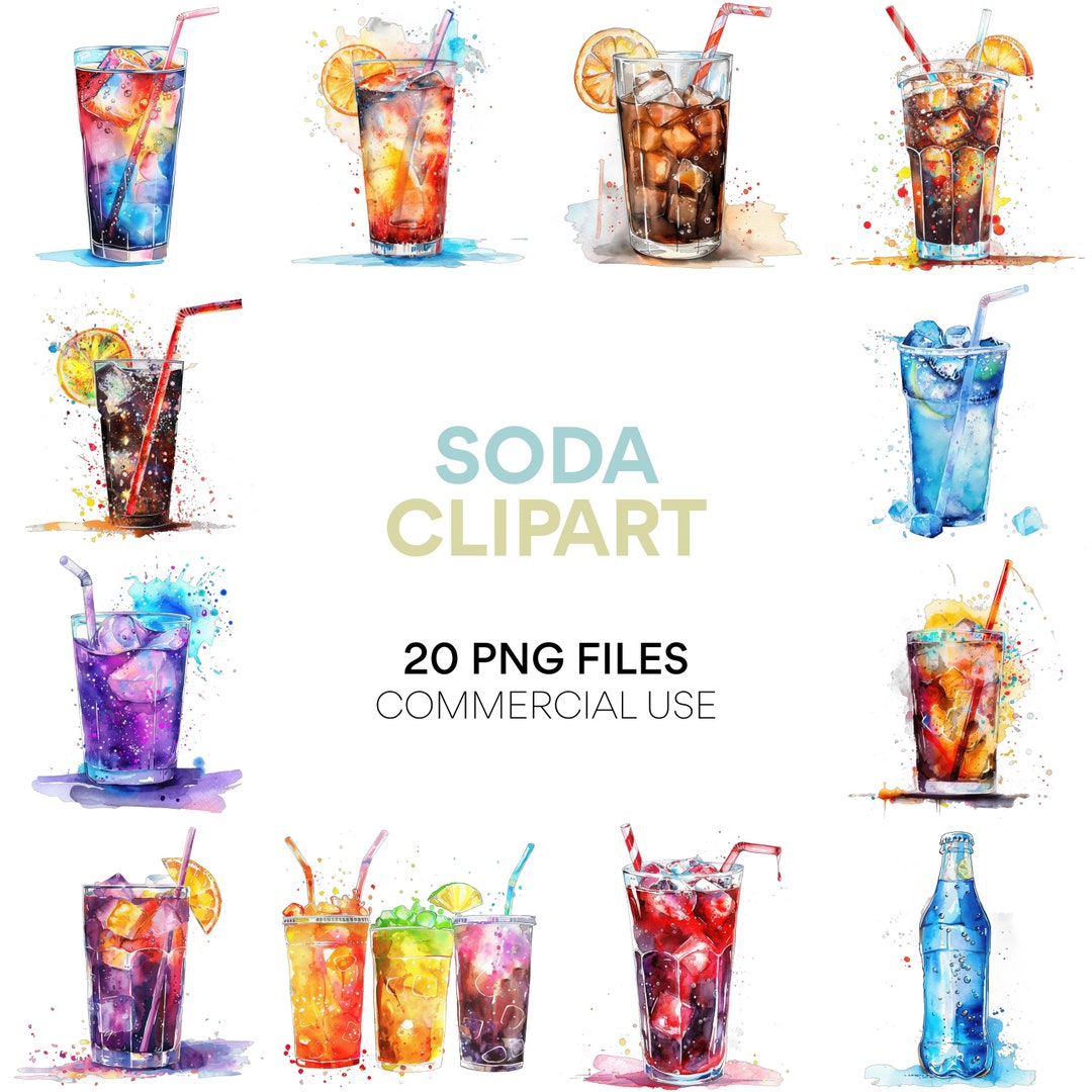 Soda Clipart Bundle: Commercial Use, Beverage Clipart, Summer Drinks ...