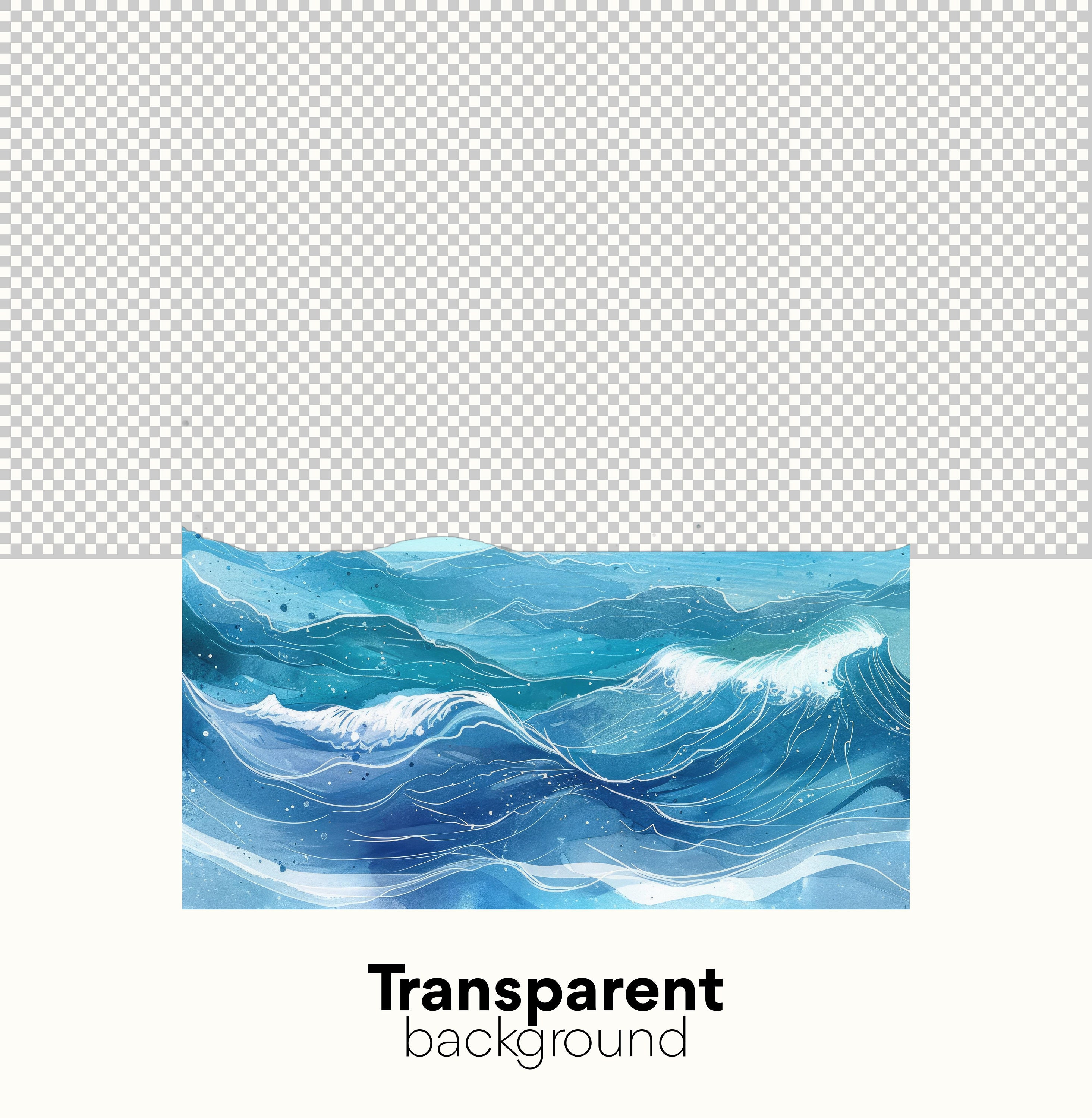 Ocean Waves Clipart Digital Sea Art, Watercolor Marine PNG, Boat and ...