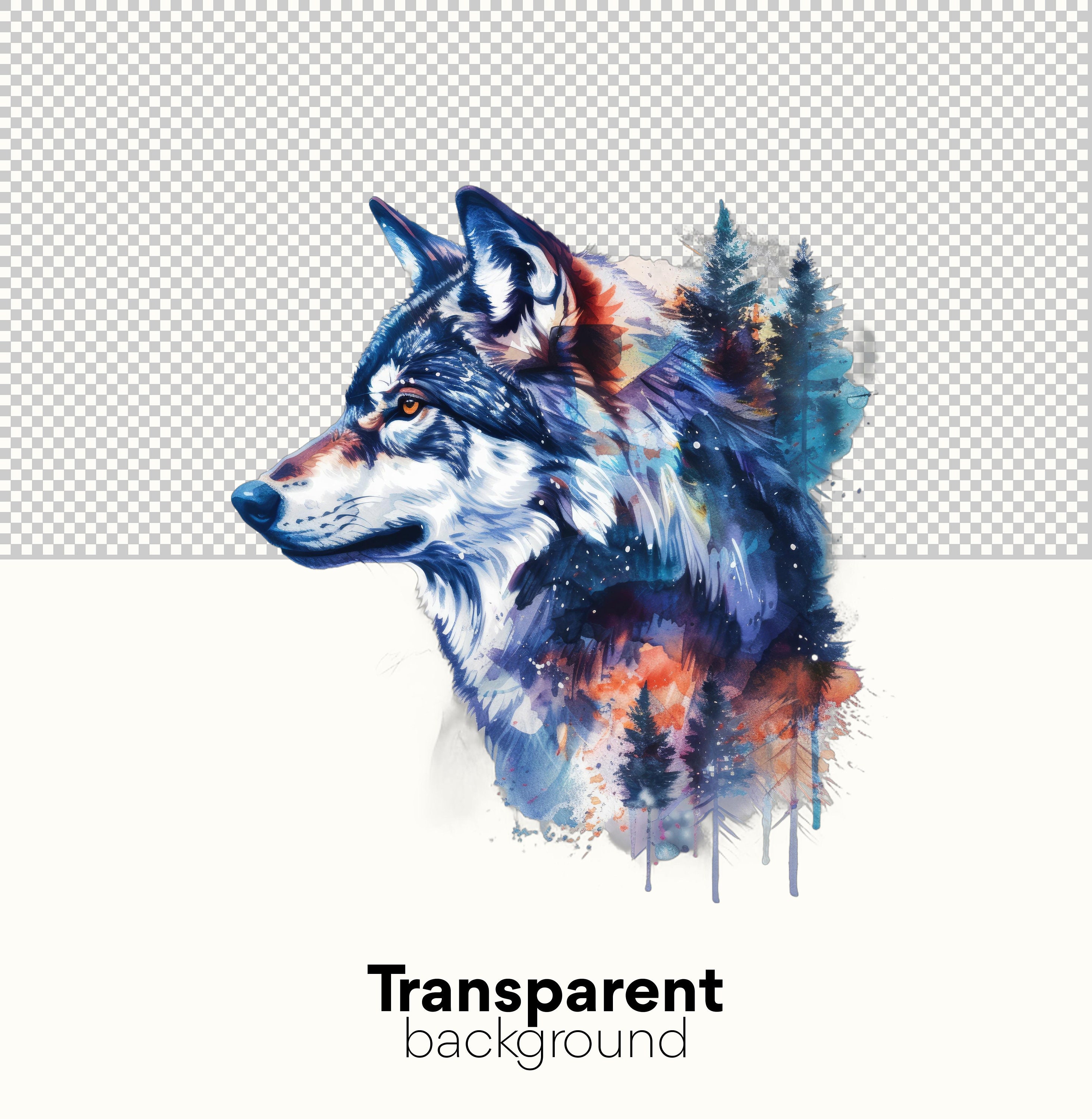 Wolf Clipart Bundle: Digital Crafting Watercolor Clipart, Wolf Wall Art ...