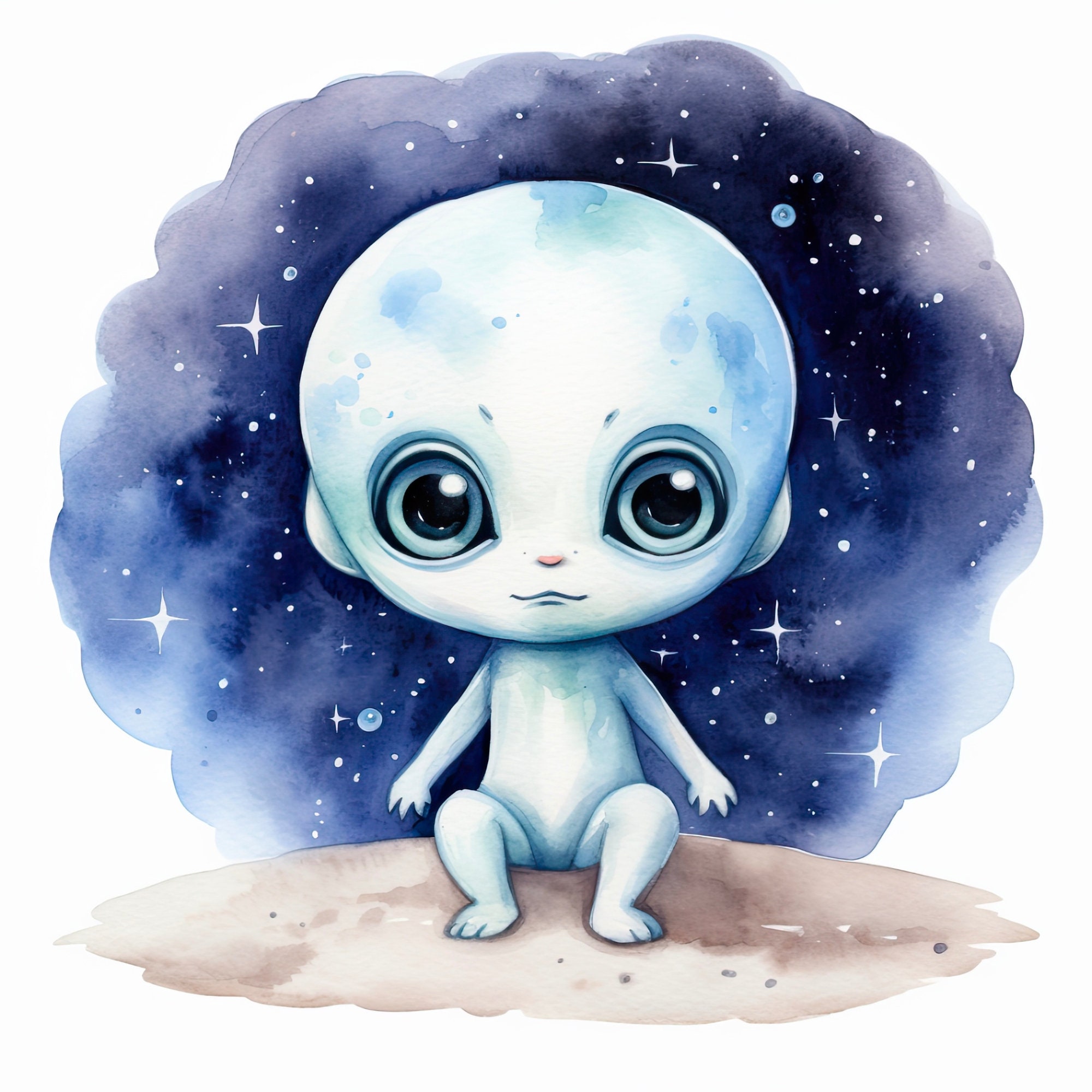 Alien Clipart: Cute UFO & Space Clipart, Watercolor Aliens, Outer Space ...