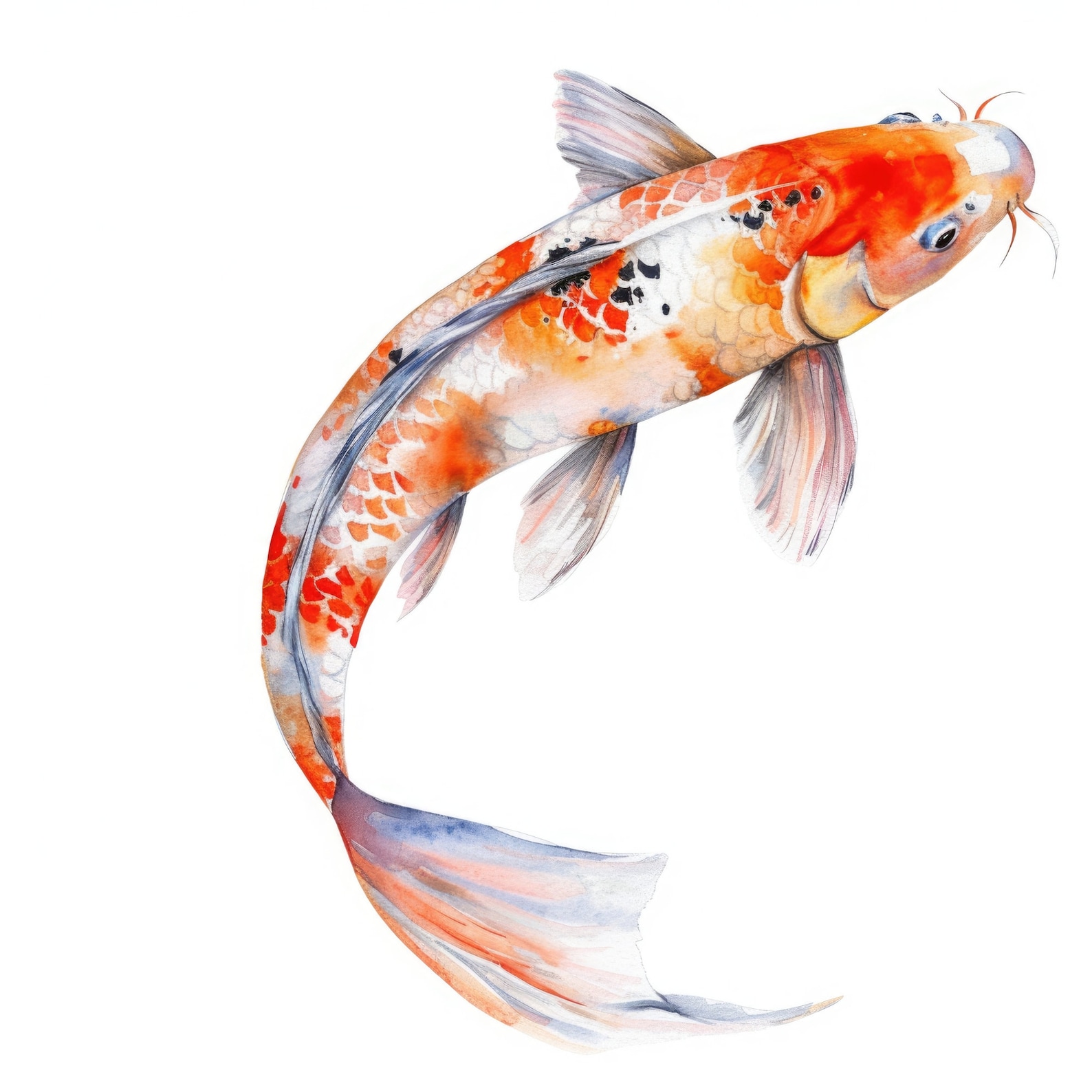 Koi Fish Clipart - Watercolor Japanese Carp Art, Tropical Fish Jpgs ...