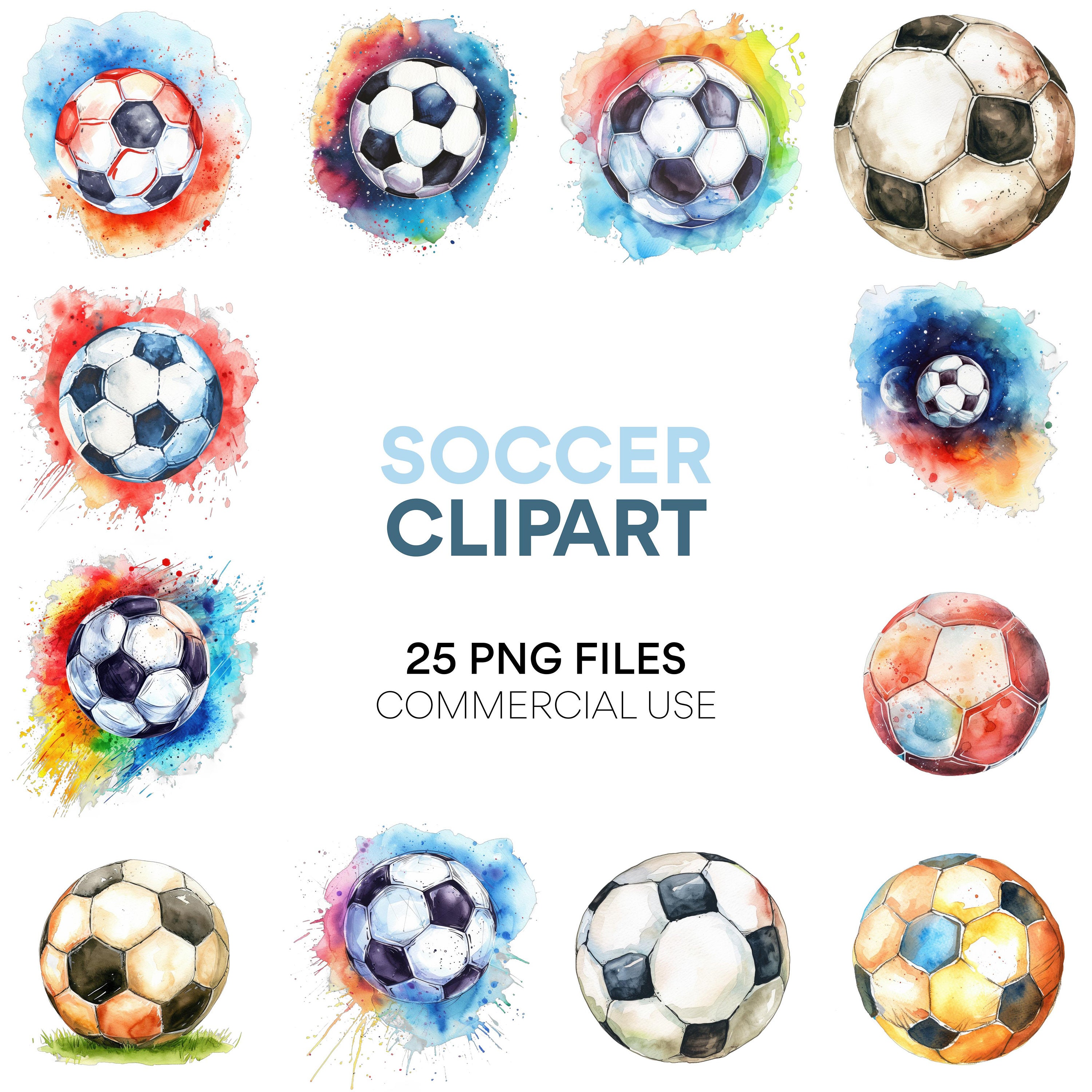 Soccer Clipart Digital Download: Sports Clipart, Commercial Use ...
