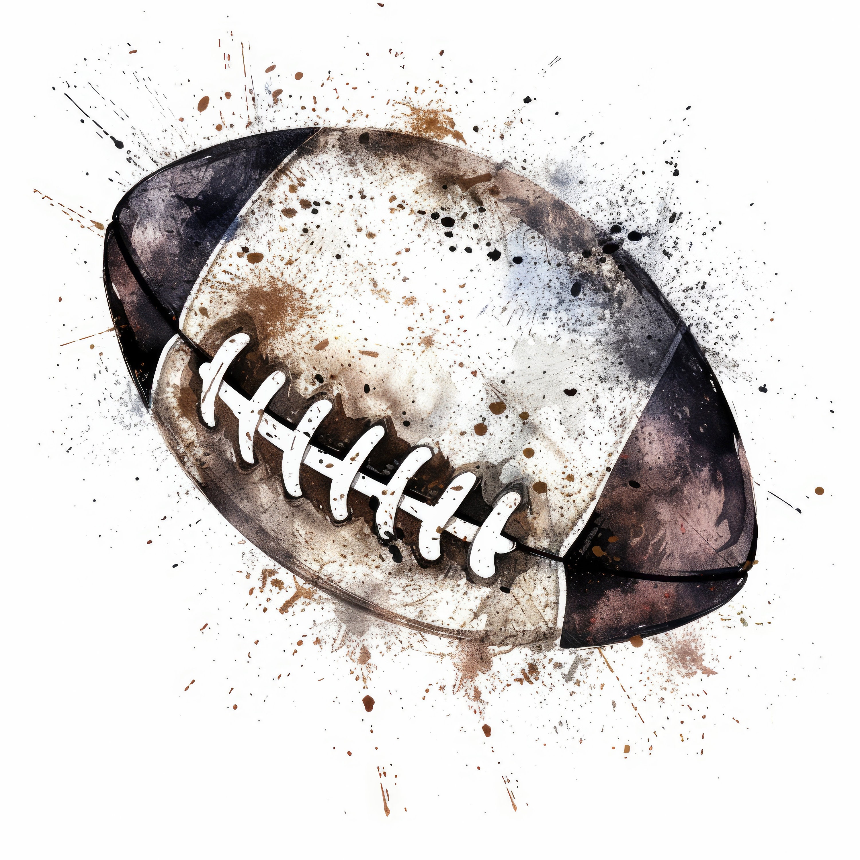 Football Clip Art Black and White 25 High-quality Jpgs Watercolor ...