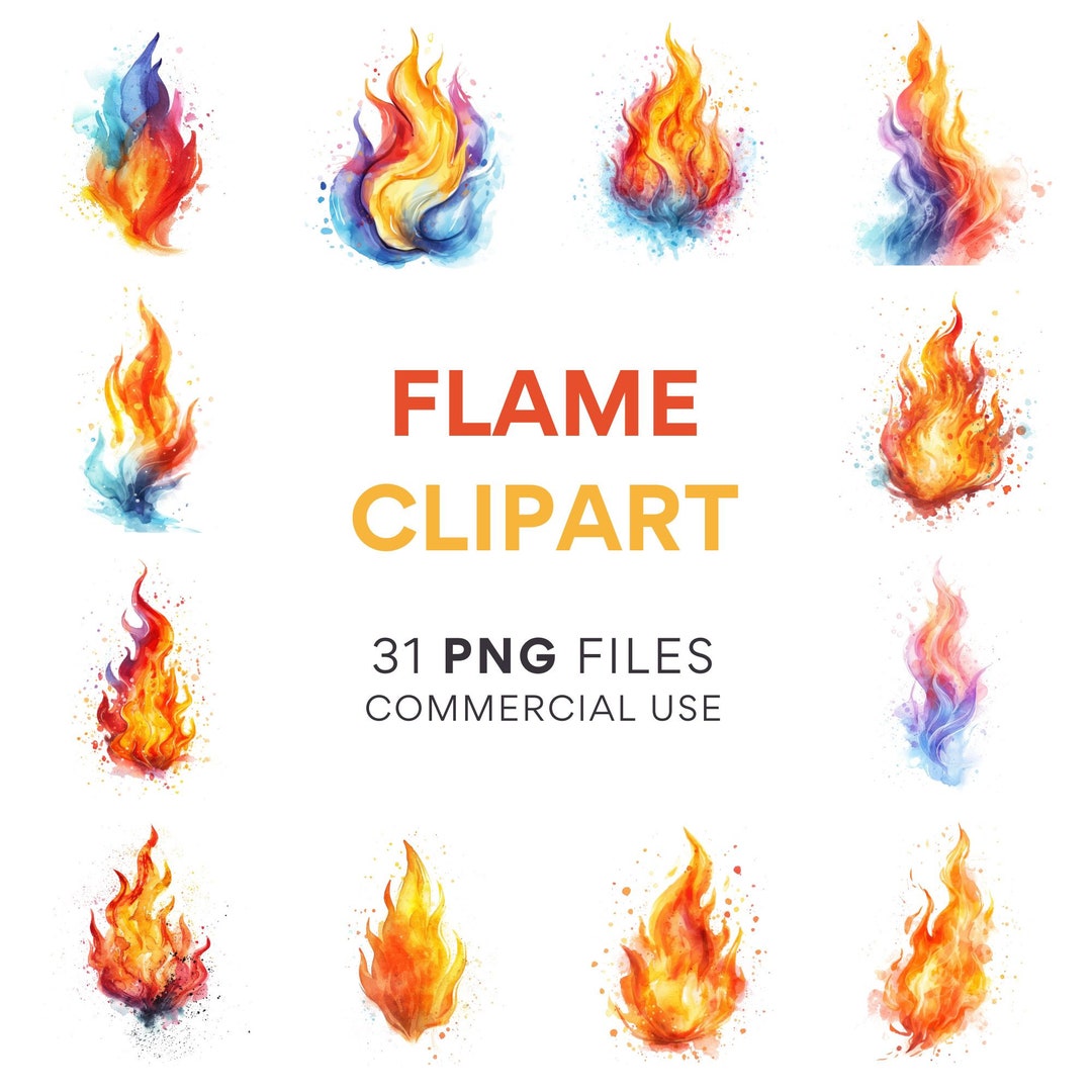 Flame Clipart Fire Overlays, PNG: Campfire Clip Art, Watercolor Fire ...