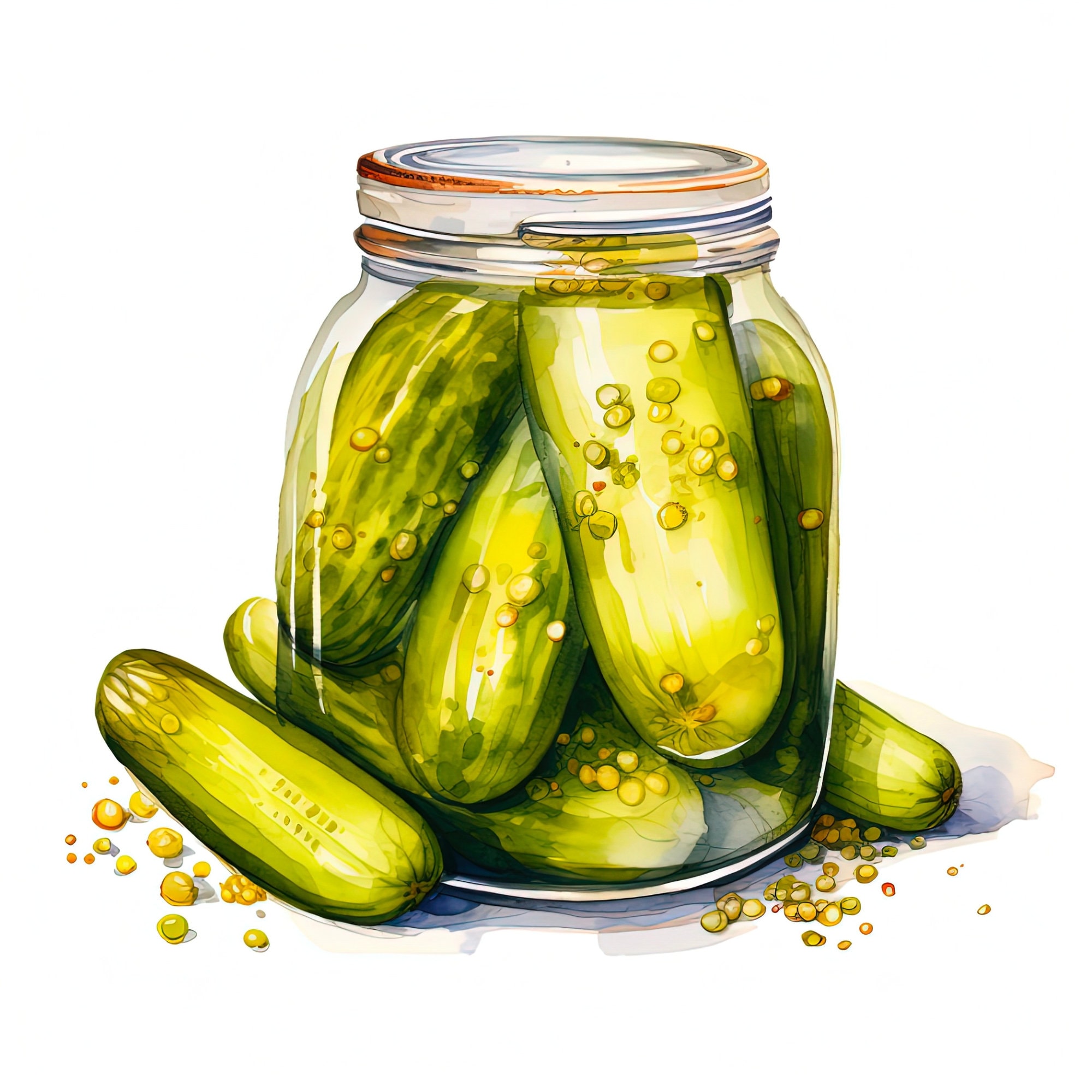 Pickle Clipart Bundle, Watercolor Pickles, Digital Download, Autumn Food Clip Art, Fall ...