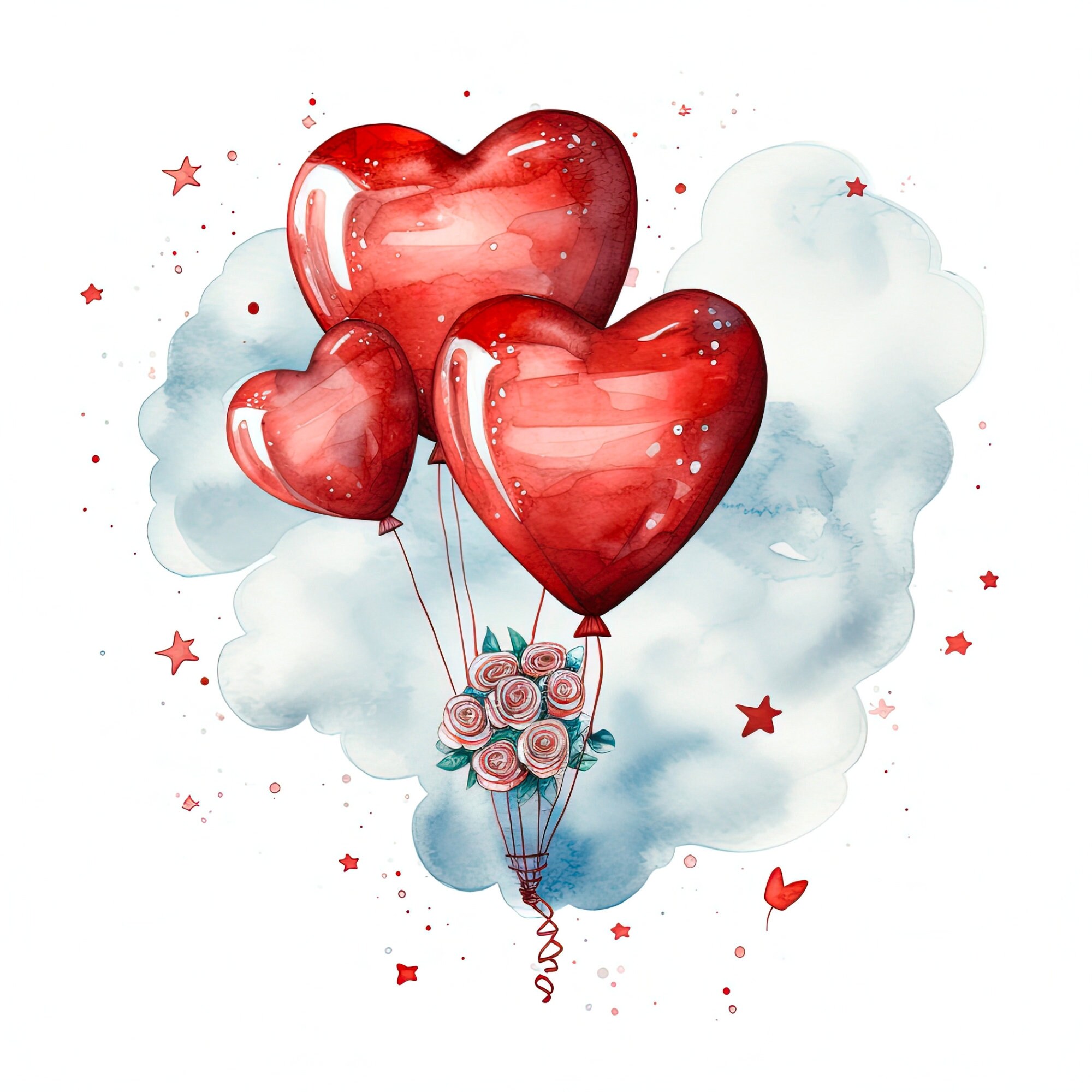Valentine's Day Clipart Bundle: Watercolor Hearts, Love Graphics, Cute ...