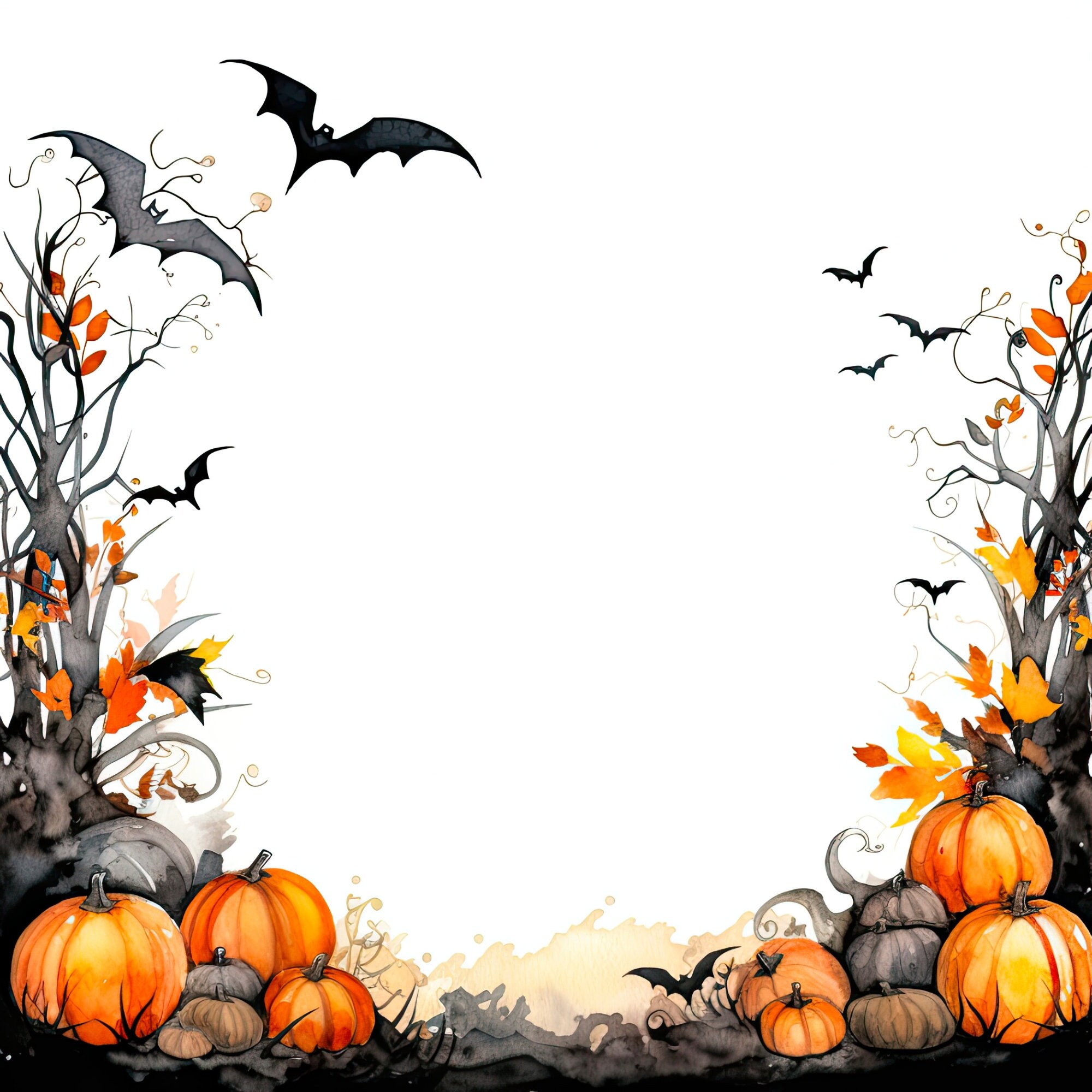 Halloween Corner Border Clipart | 30 High-quality Jpgs - Watercolor ...