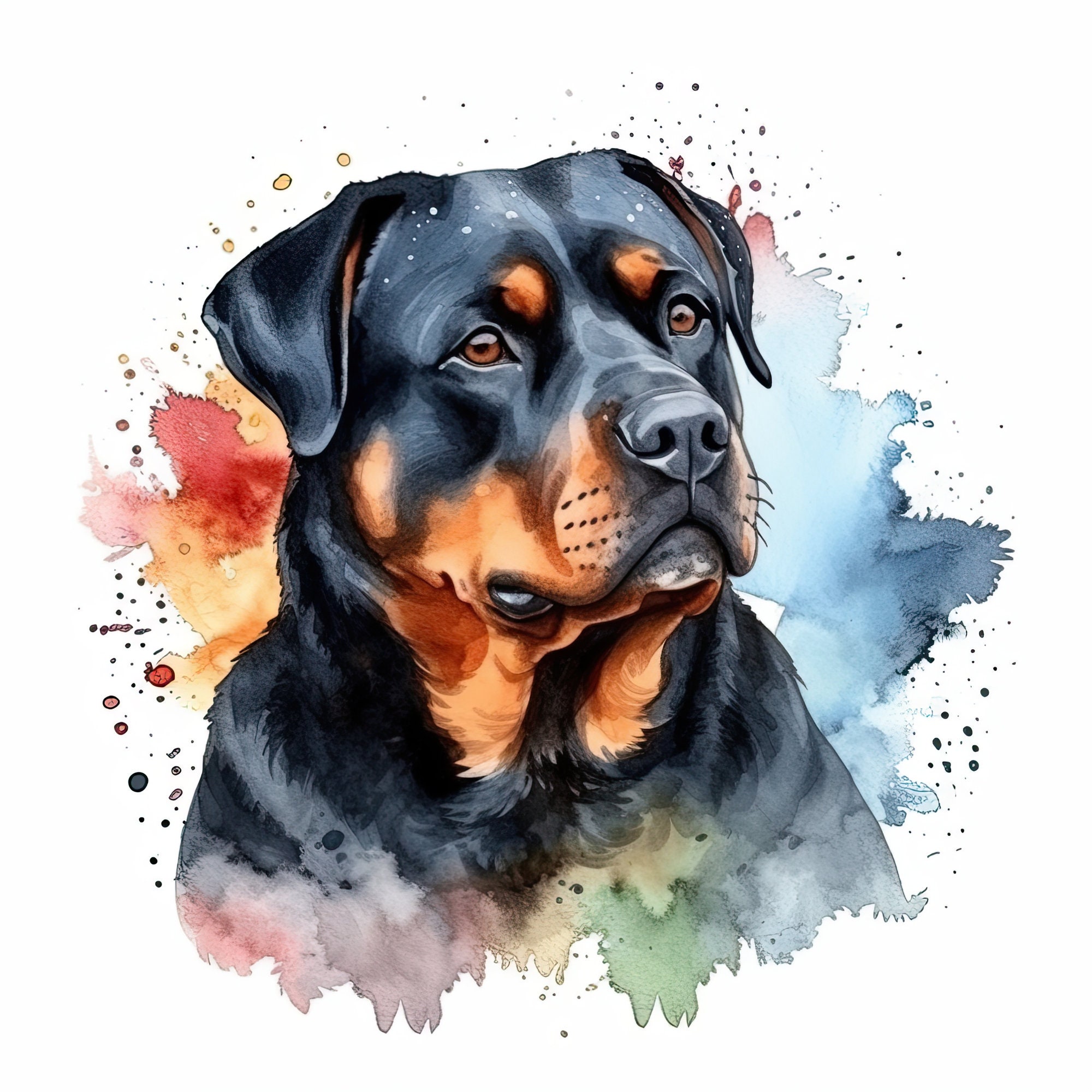 Watercolor Rottweiler Clipart, 20 High-quality Jpgs Digital Planners ...