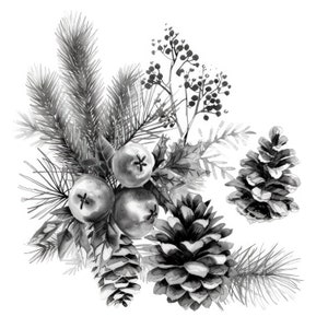 Christmas Clipart Black and White 21 High-quality Jpgs Watercolor ...