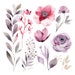 Pink and Silver Floral Clipart: Vintage Flowers With Silver Glitter ...