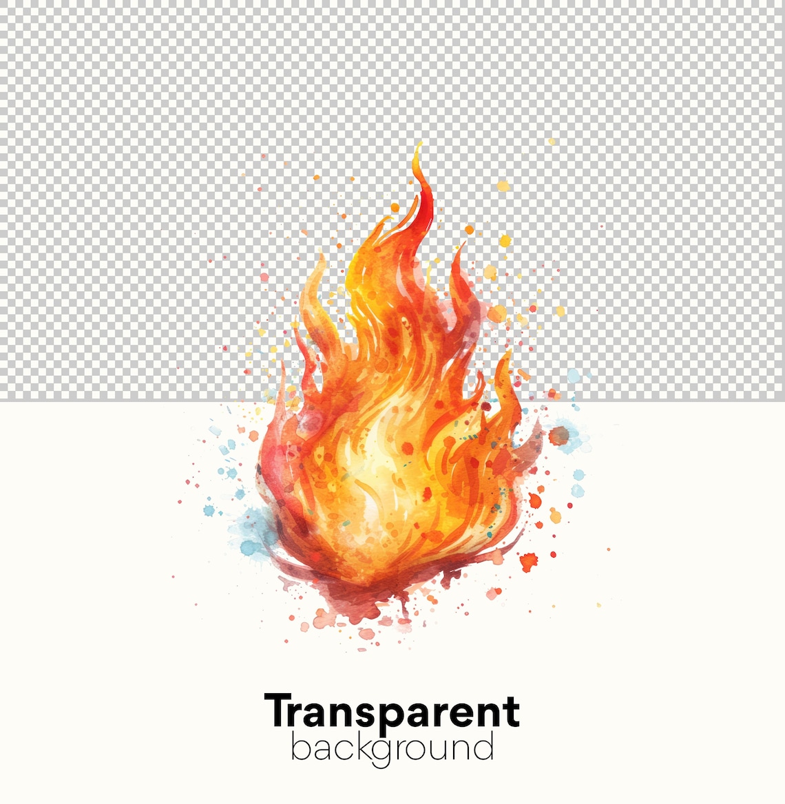 Flame Clipart Fire Overlays, PNG: Campfire Clip Art, Watercolor Fire ...