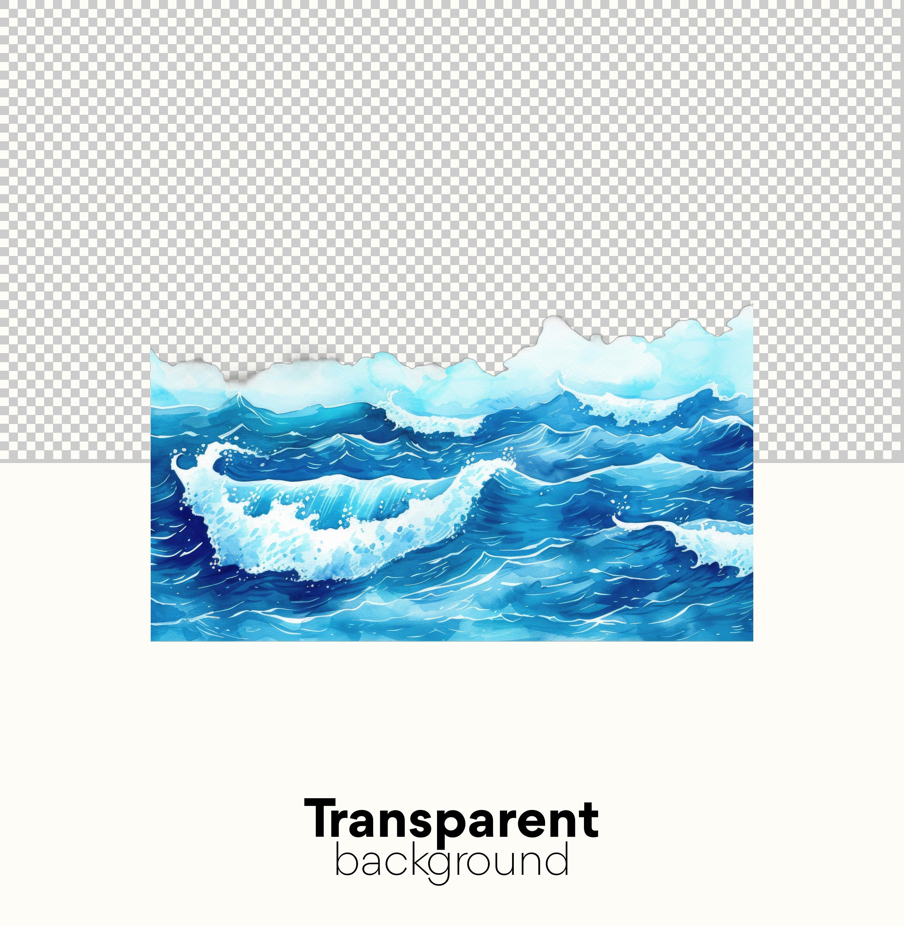 Ocean Waves Clipart - Digital Sea Art, Watercolor Marine PNG, Boat and ...