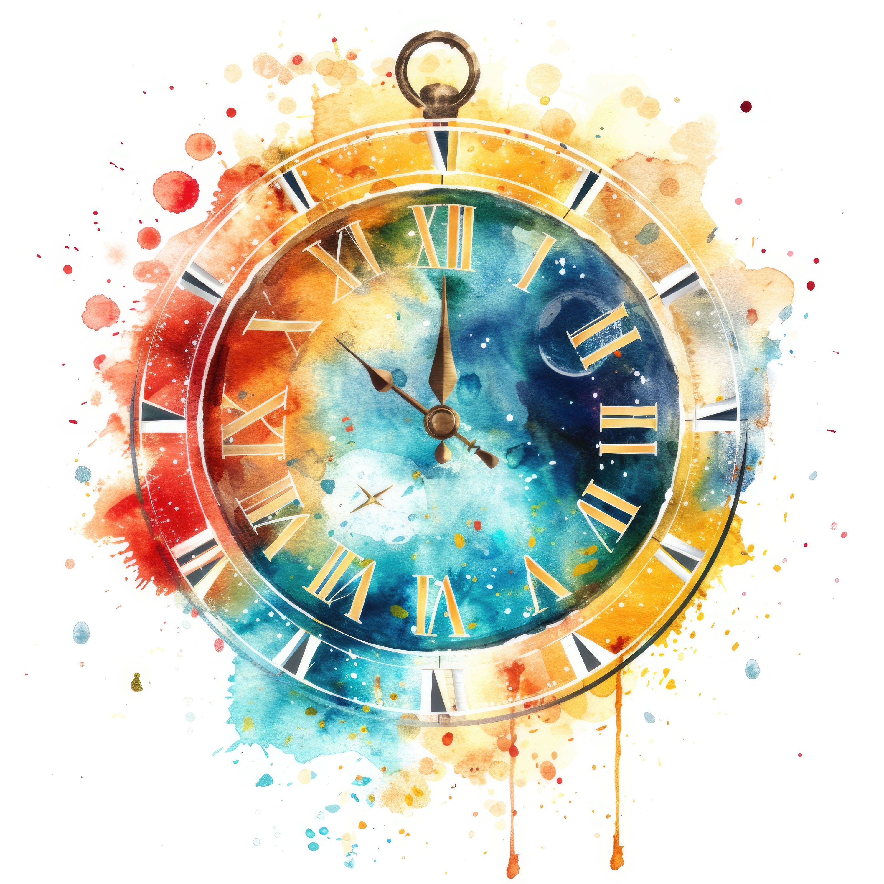 Clock Clipart Bundle: Vintage Clocks Watercolor Clipart, Steampunk ...