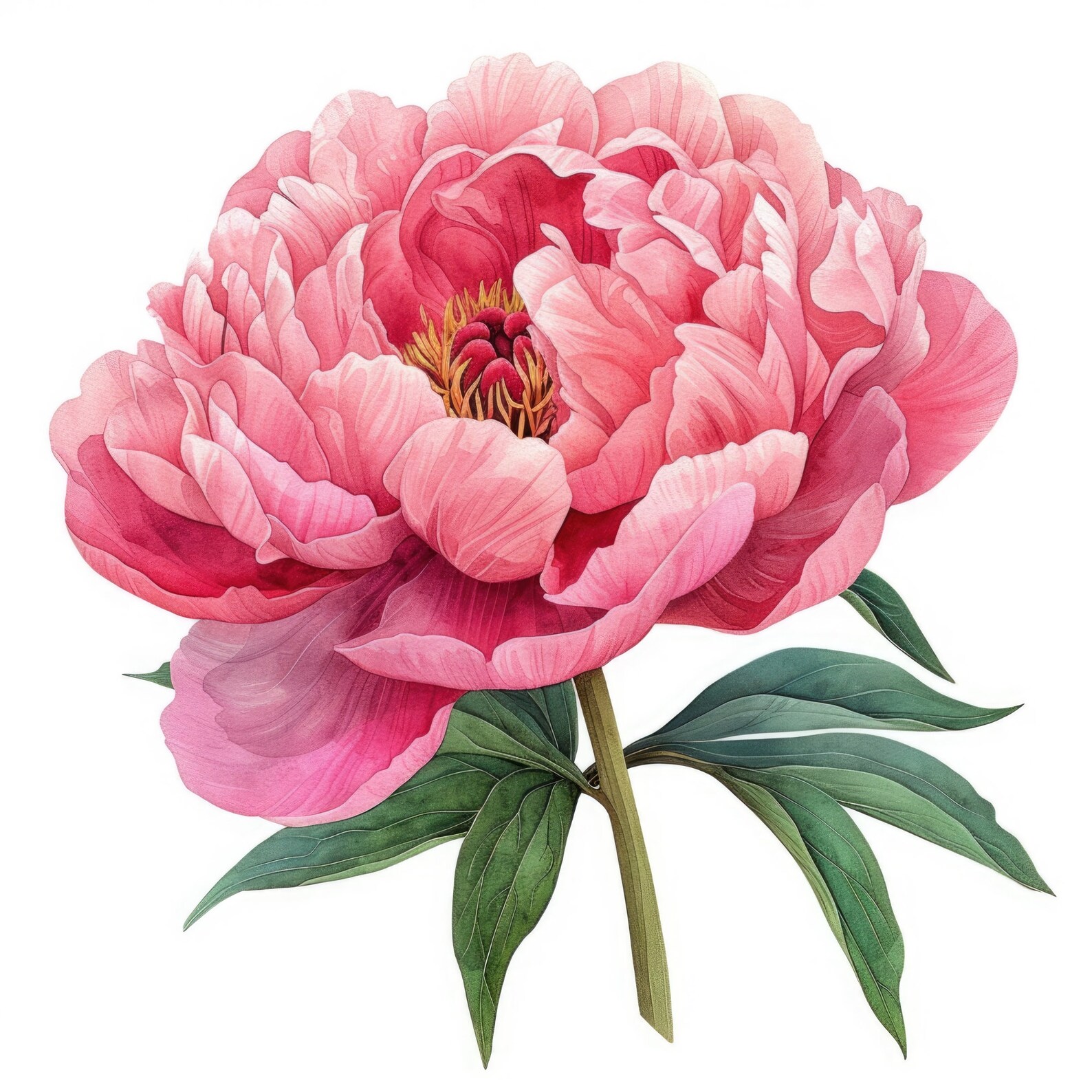 Watercolor Pink Peony Clipart: Boho Peony Floral Watercolor, Flower ...