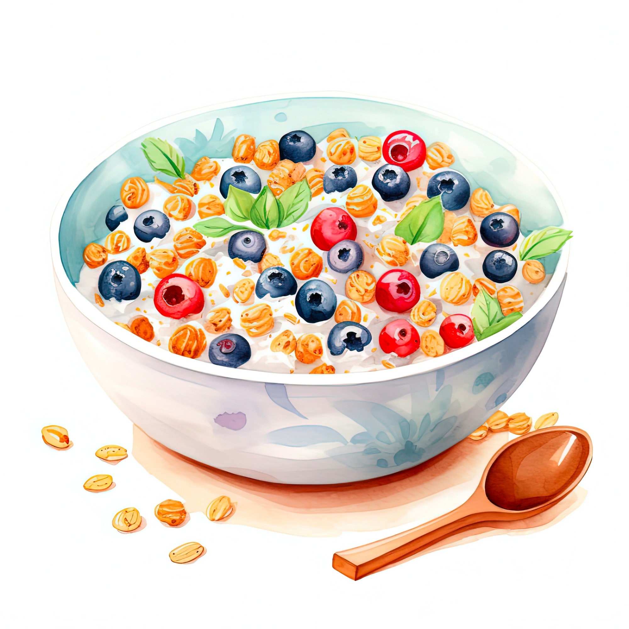 Cereal Clipart: Breakfast Food Digital Art for Scrapbooking, Cupcake ...