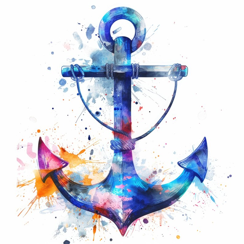 Anchor Clipart Bundle - Watercolor Nautical Clipart - Commercial Use ...