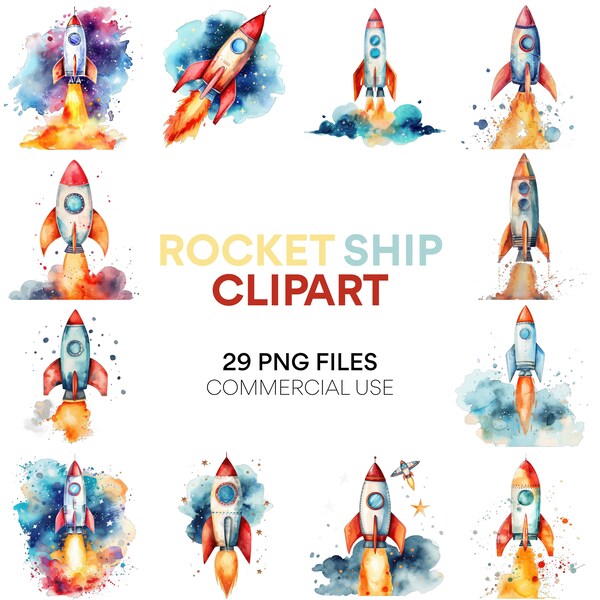 Rocket Ship Clipart - Etsy