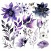 Black Purple & Silver Floral Clipart - Vintage Lavender Bouquets ...