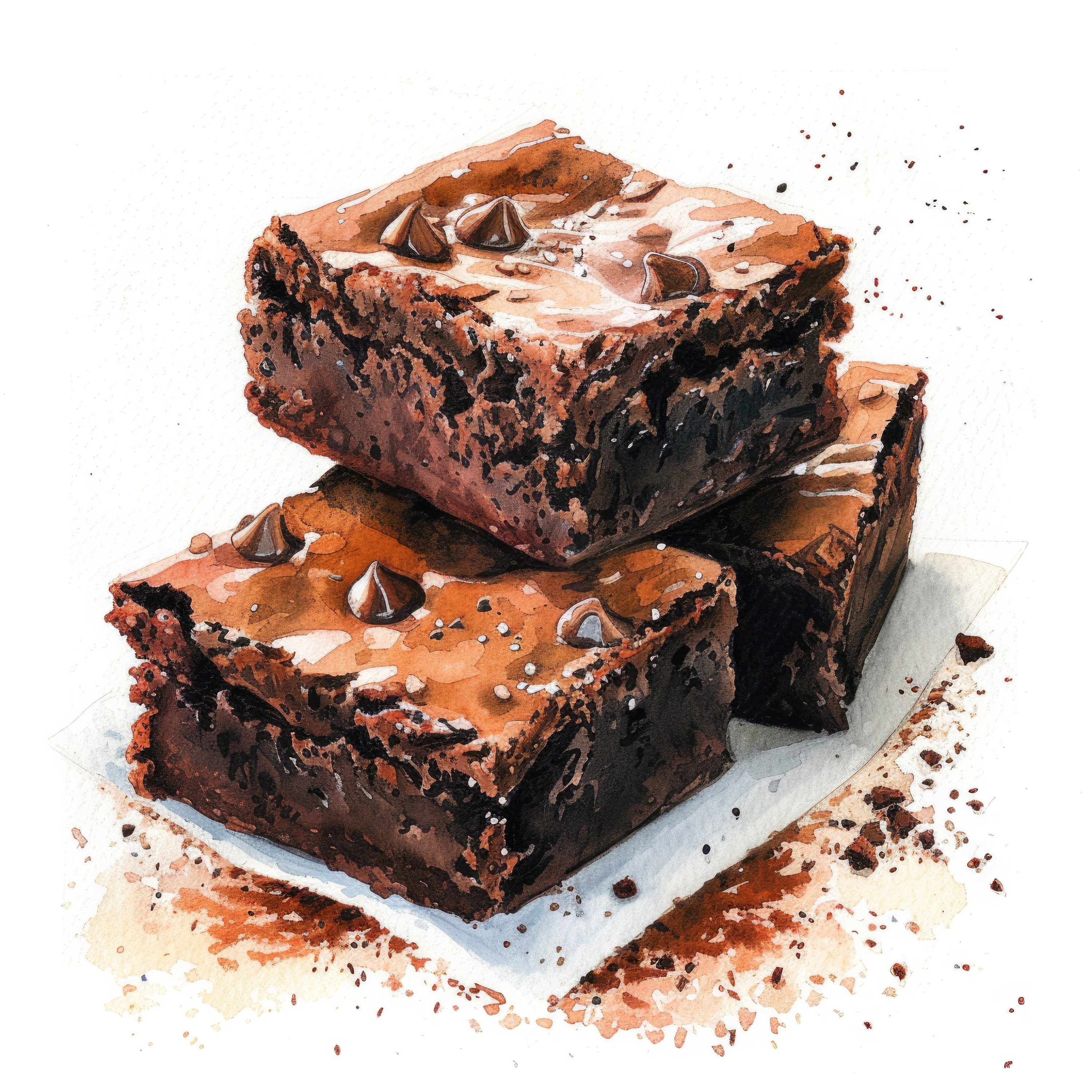 Brownies Clipart: Baking Dessert Art, Watercolor Food Images, Sweet ...