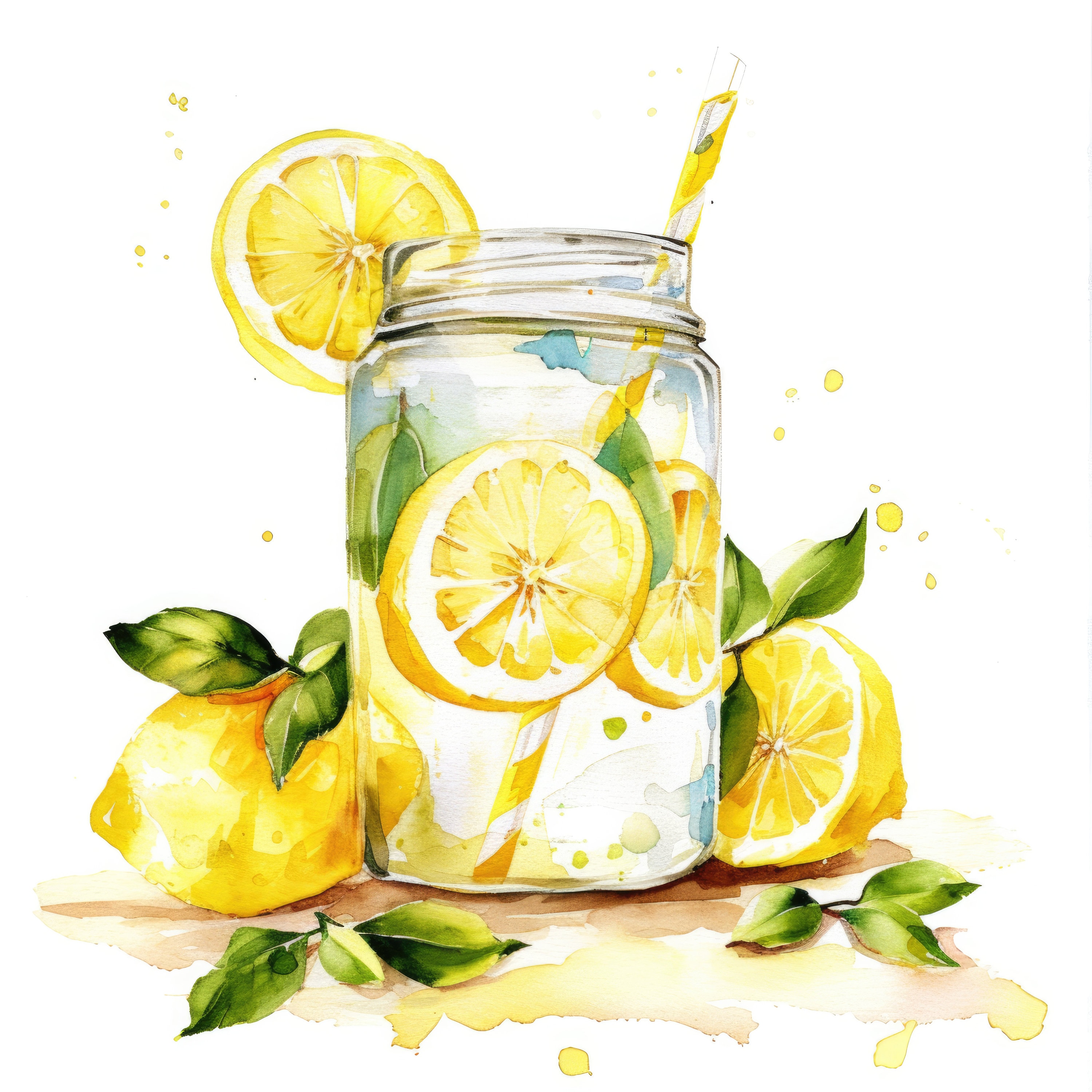 Lemonade Clip Art: Watercolor Lemonade Stand & Summer Clipart, Lemon ...