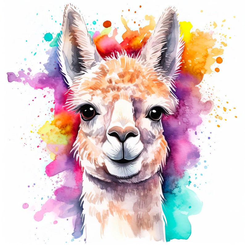 Llama Clipart Bundle: Alpaca Clipart, Watercolor Clipart, Cute Llama ...