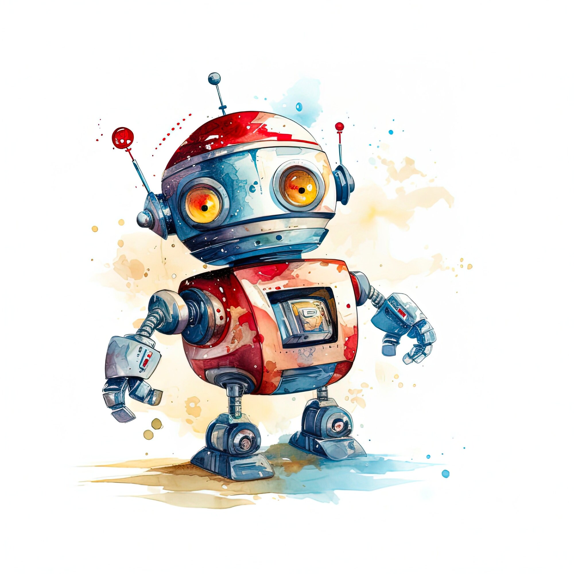 Robot Clipart Pack Cute Robot Watercolor Clipart for Commercial Use ...