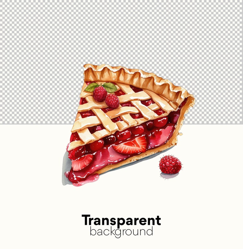 Pie Clipart Variety: Watercolor Food Clipart, Apple & Blueberry Pie PNG ...
