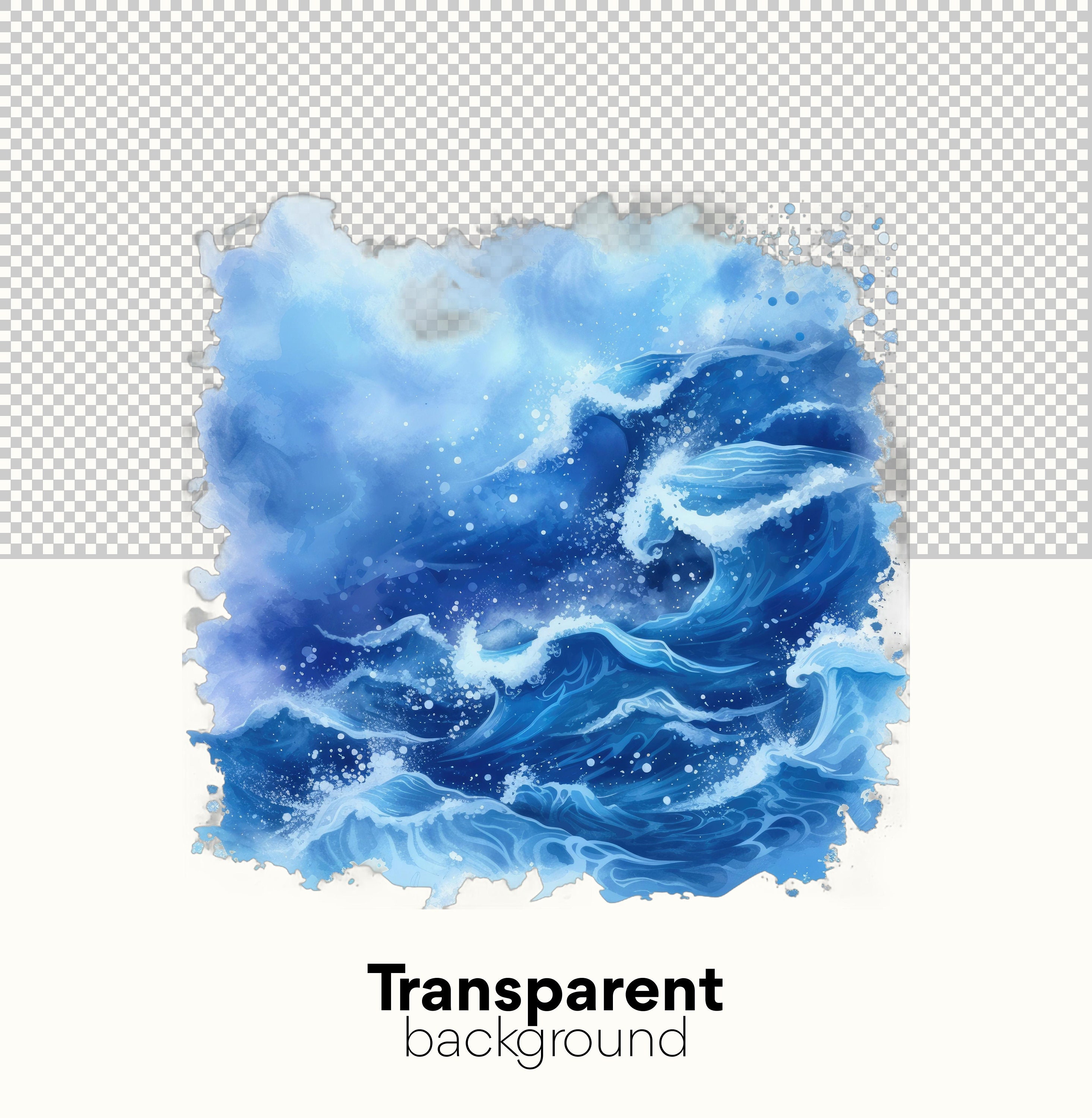Ocean Waves Clipart - Digital Sea Art, Watercolor Marine PNG, Boat and ...
