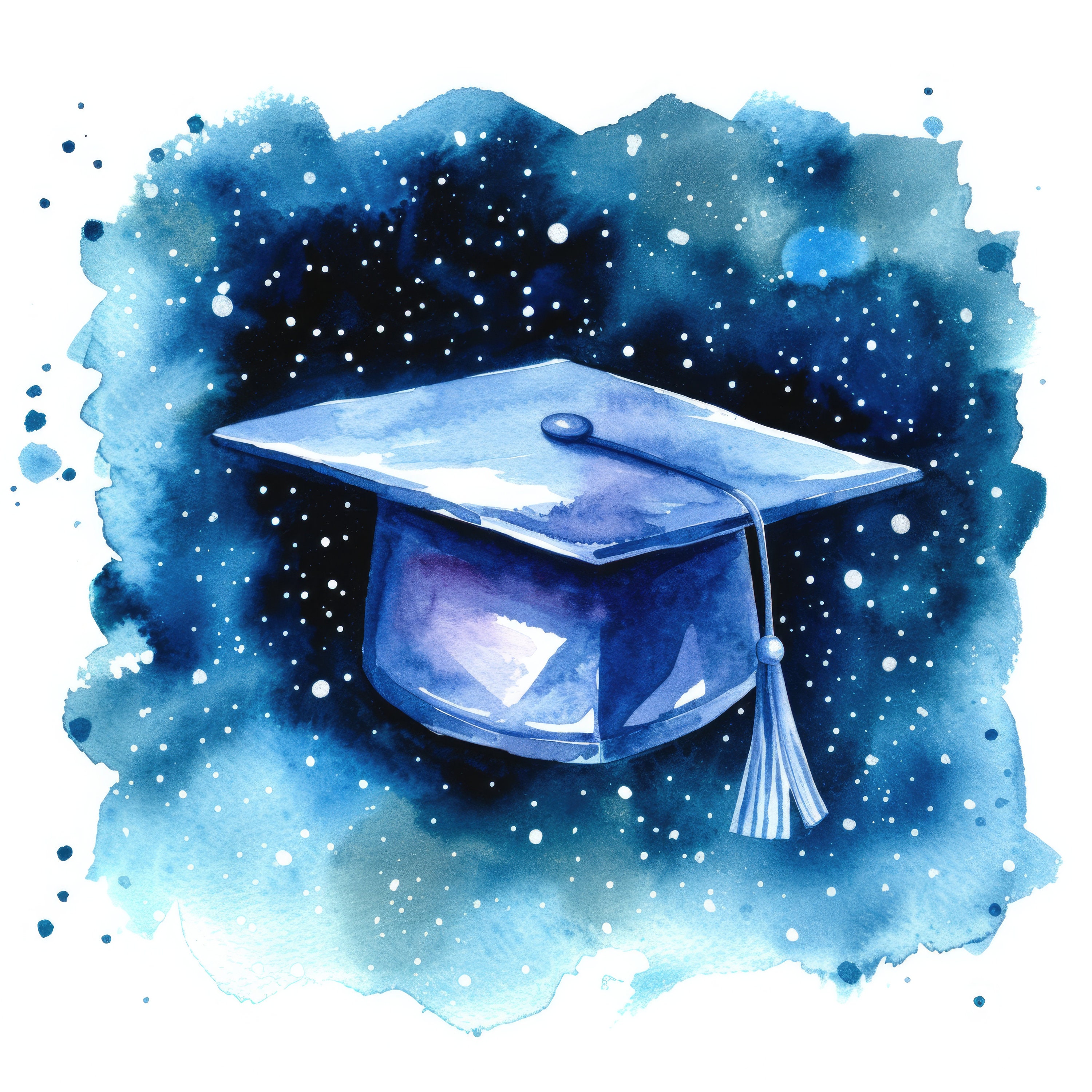 Graduation Cap Clipart 38 High-quality Jpgs Watercolor, Digital ...