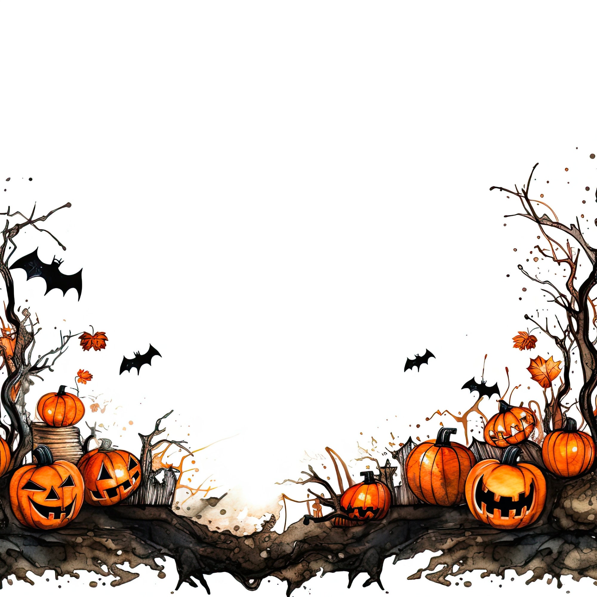 Halloween Corner Border Clipart | 30 High-quality Jpgs - Watercolor, Junk Journals, Wall Art ...